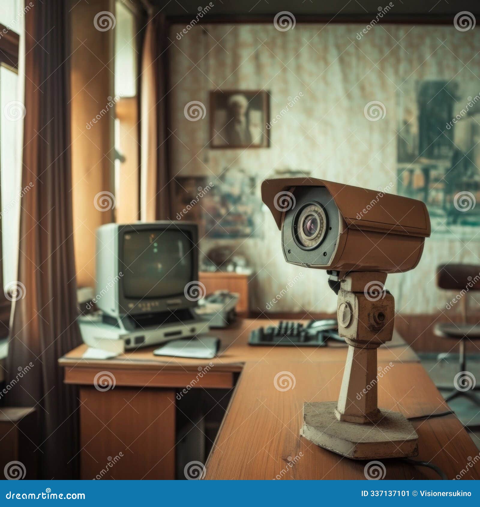 Vintage Security Camera on a Desk in an Abandoned Office Stock ...