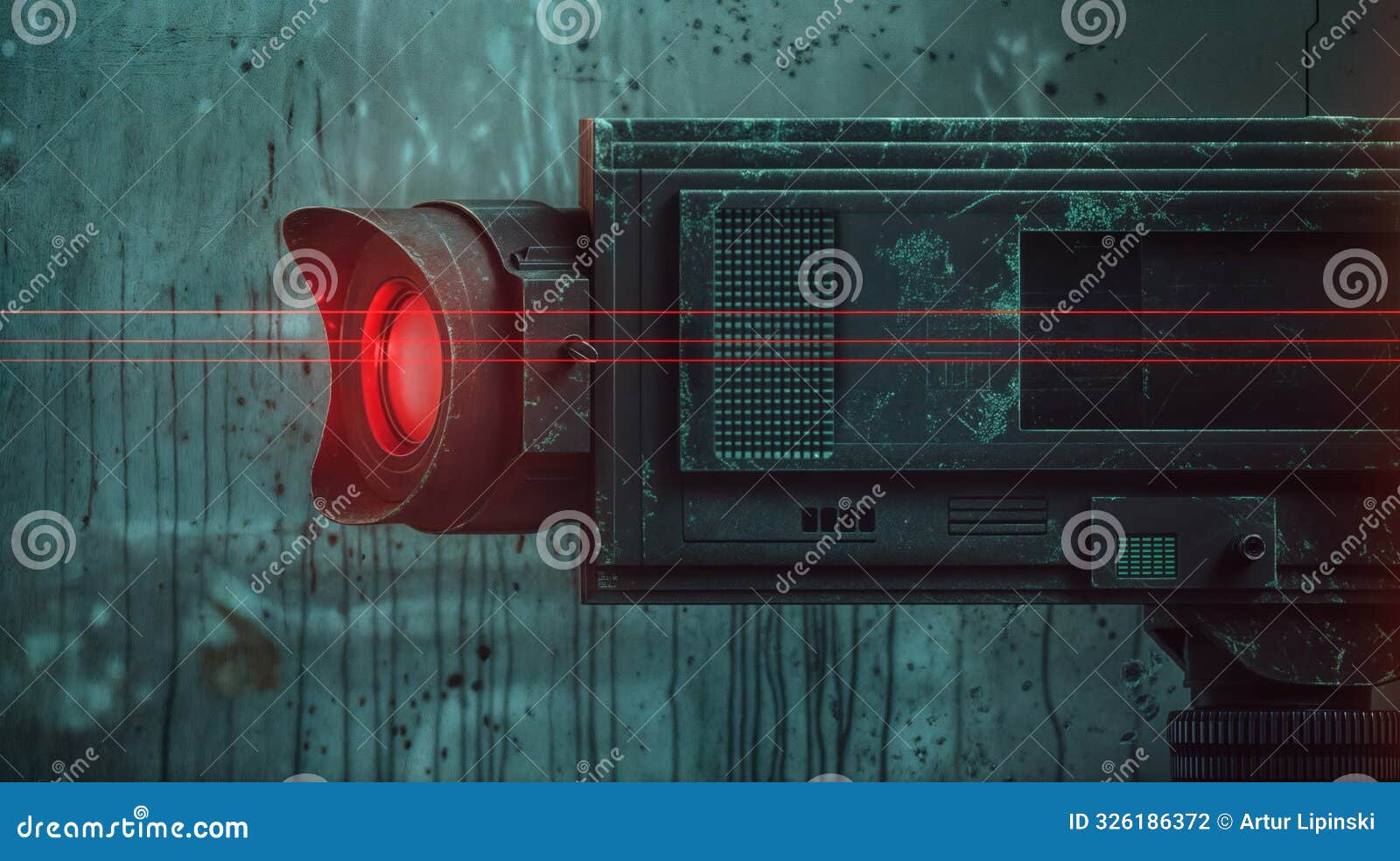 Retro Security Camera with Red Laser Stock Illustration - Illustration ...