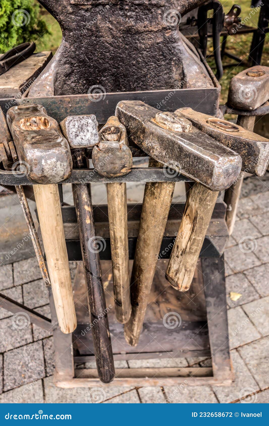 Blacksmith Vintage Tool Kit Near the Anvil Stock Photo - Image of ...