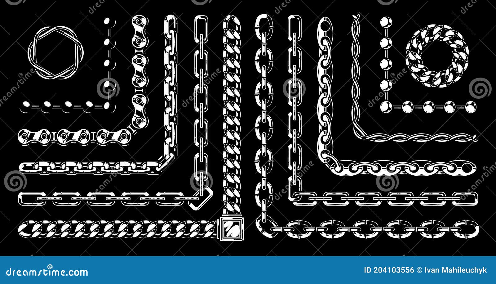 Vintage Set of Chains Pattern Brushes Stock Vector - Illustration of ...