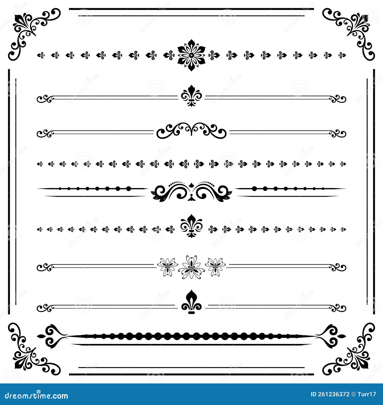 Set of Horizontal Patterns stock illustration. Illustration of curl ...