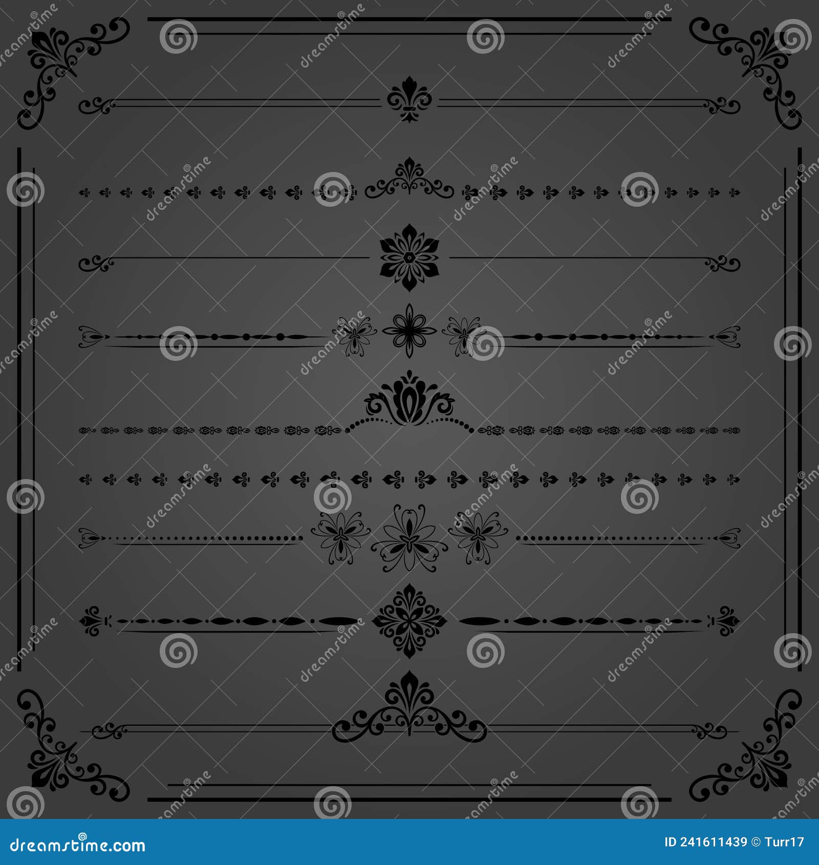 Vintage Set of Black Horizontal Elements Stock Illustration ...