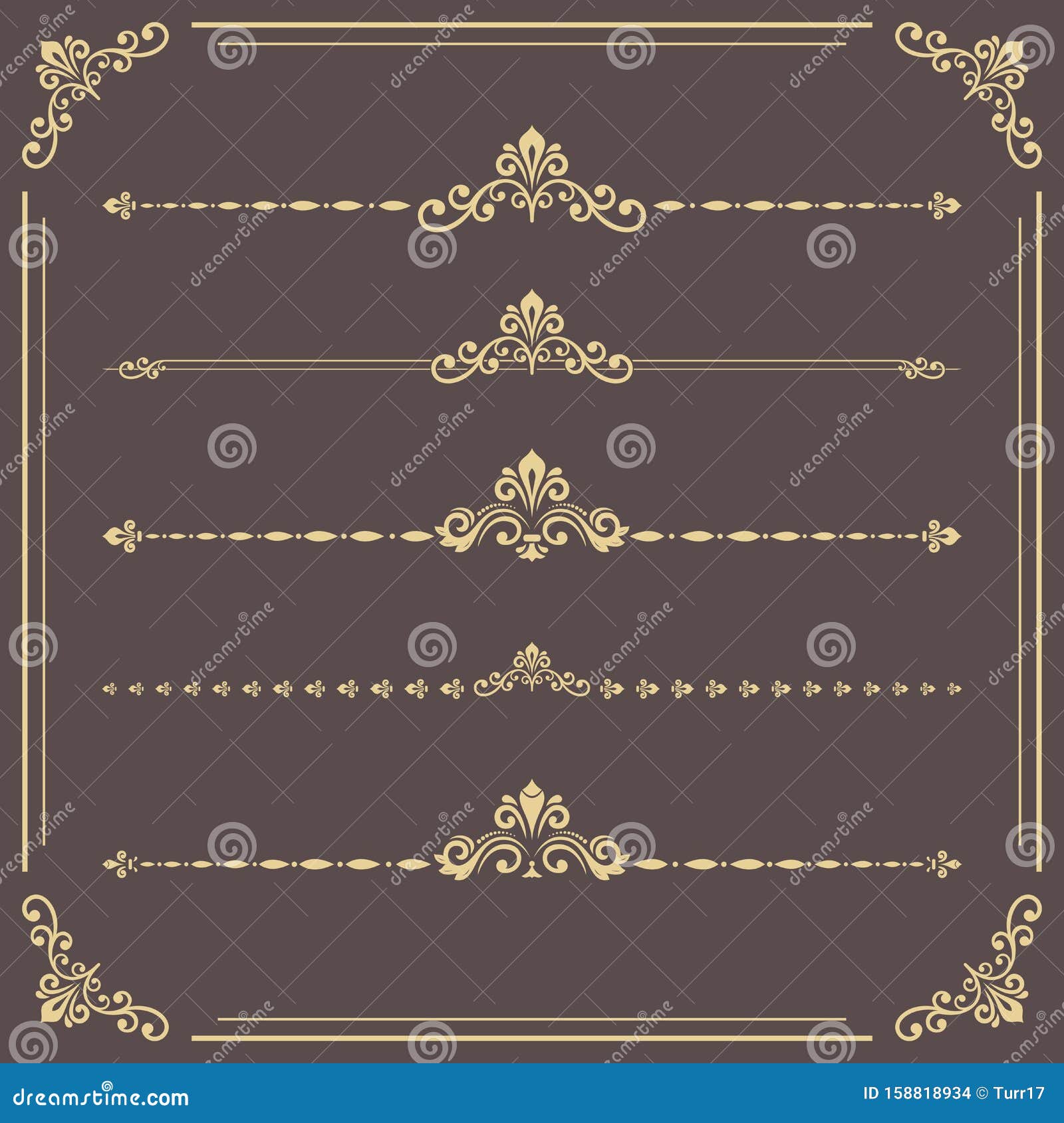 Vintage Set of Ector Horizontal Elements Stock Illustration - Illustration of classical ...