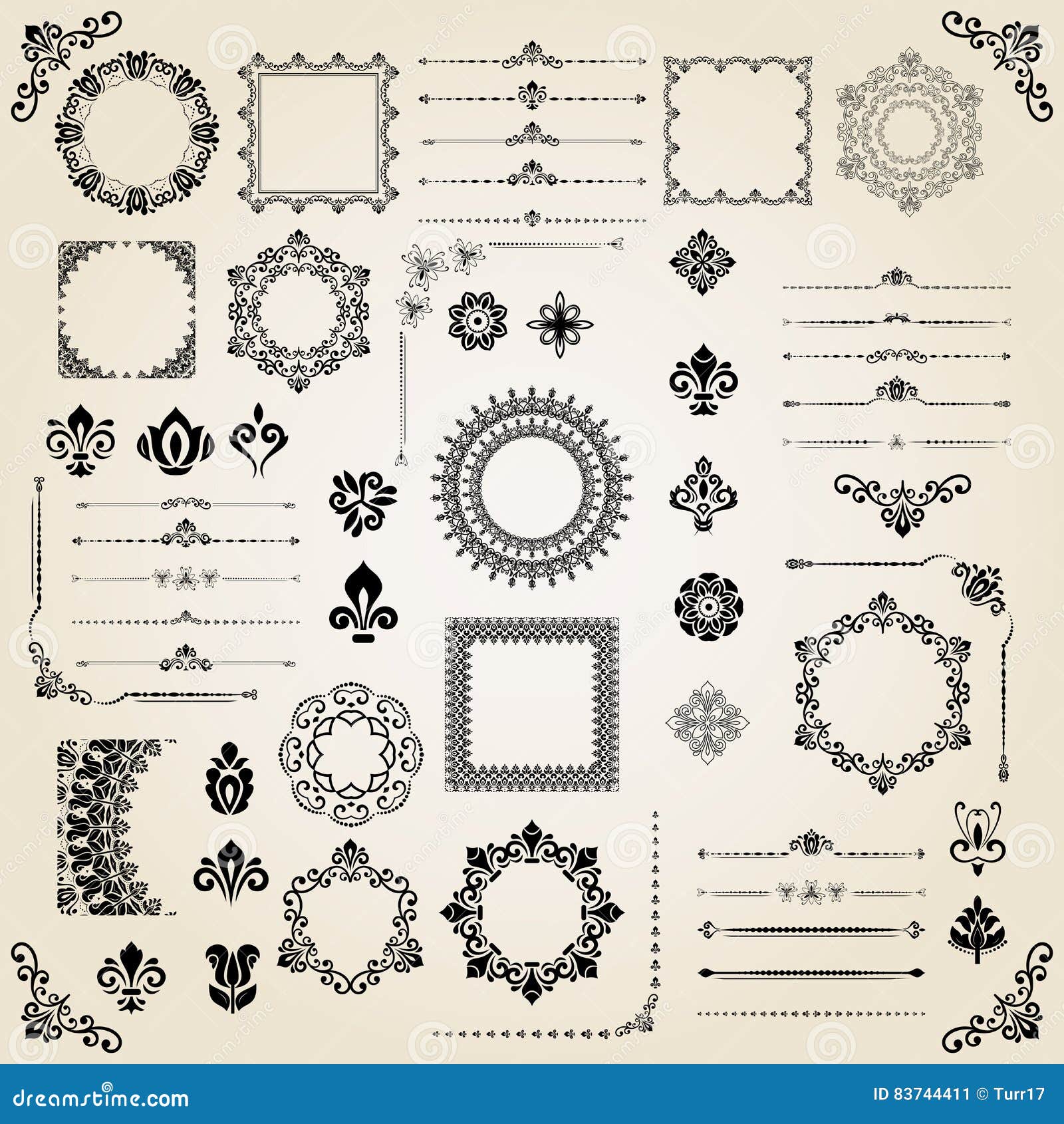 Vintage Set of Elements stock vector. Illustration of black - 83744411