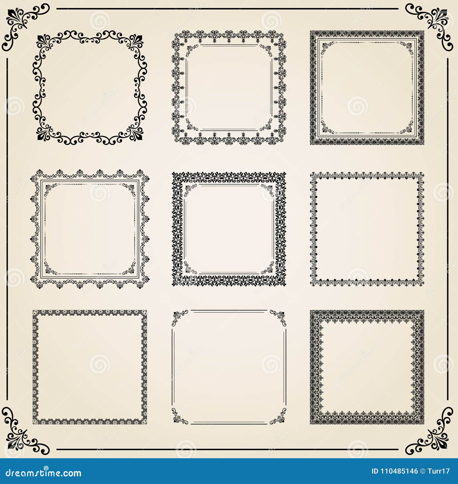 Vintage Set of Square Elements Stock Illustration - Illustration of ...