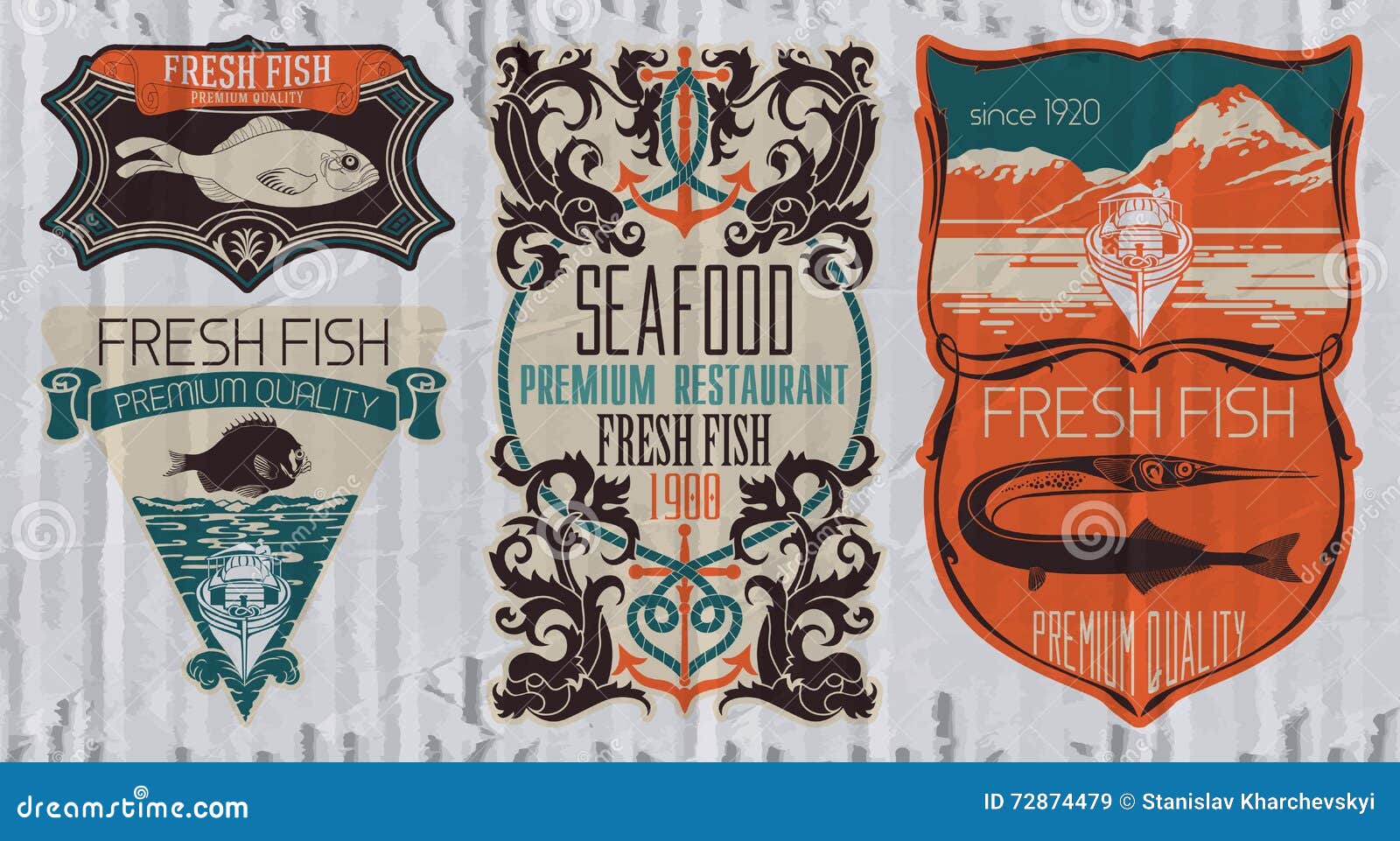 Vintage Set of Fish - Vector Stock Vector - Illustration of lure, logo ...