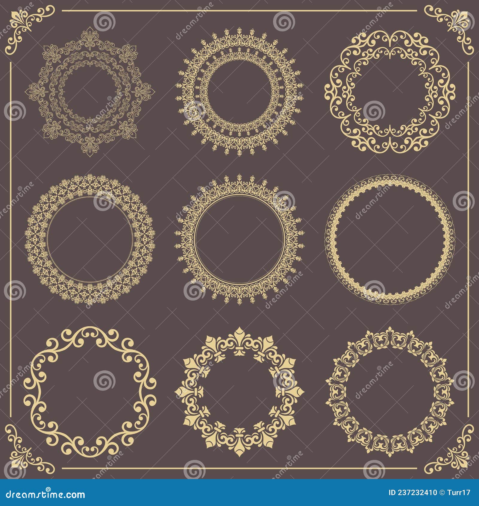 Vintage Big Set of Round Vector Patterns Stock Vector - Illustration of ...