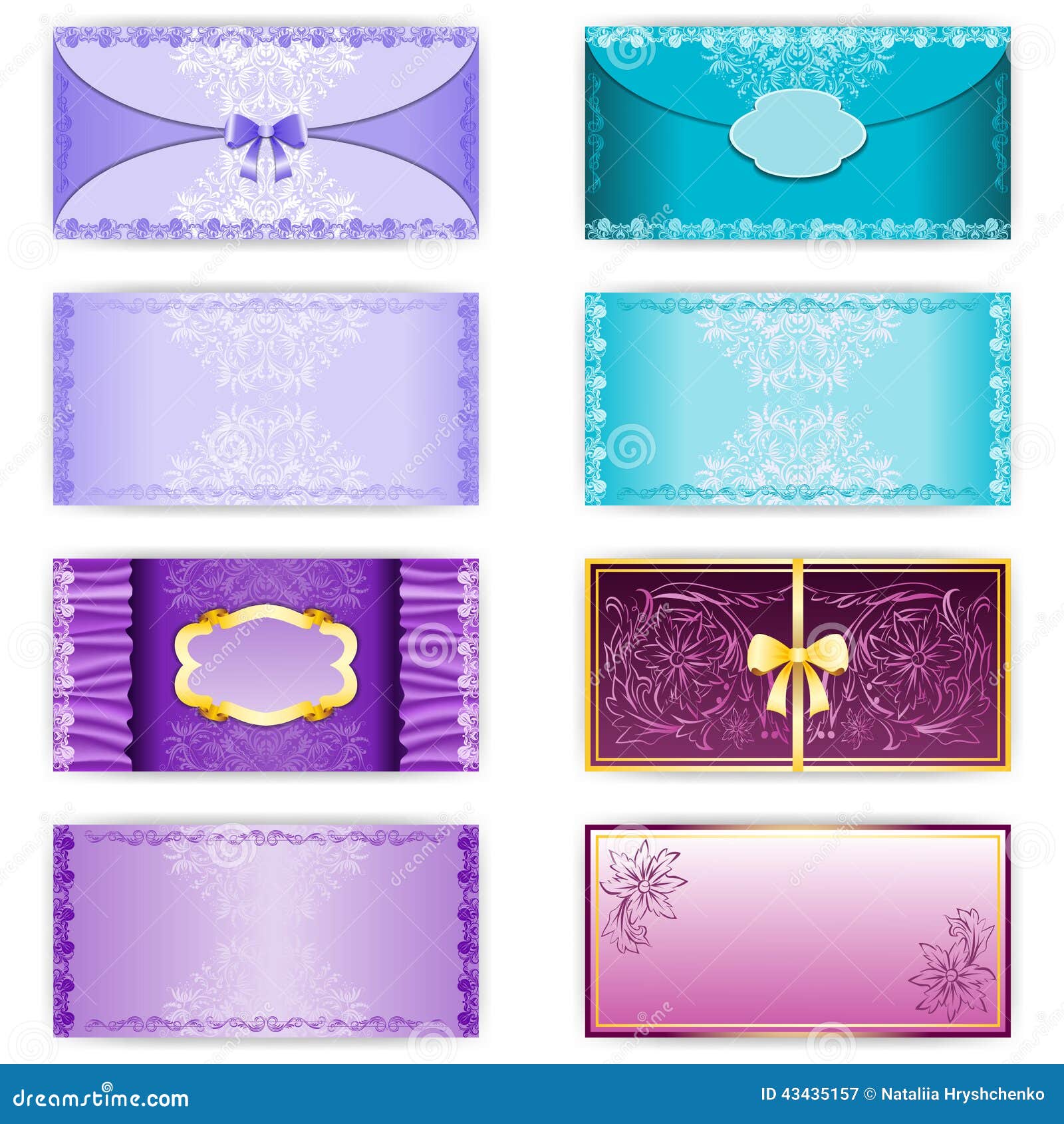 Vintage Set of Horizontal Invitation Card Stock Vector - Illustration ...