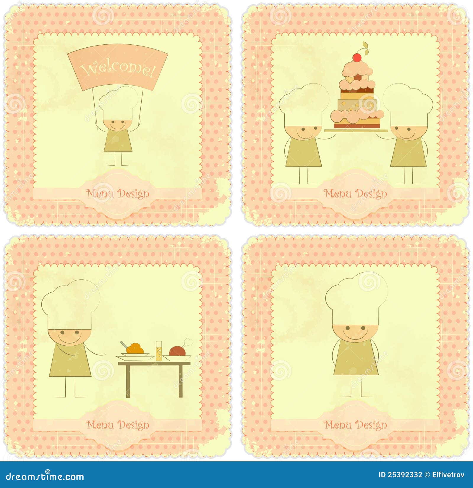 Vintage Set of Kids Menu Card Designs with Chefs Stock Vector ...