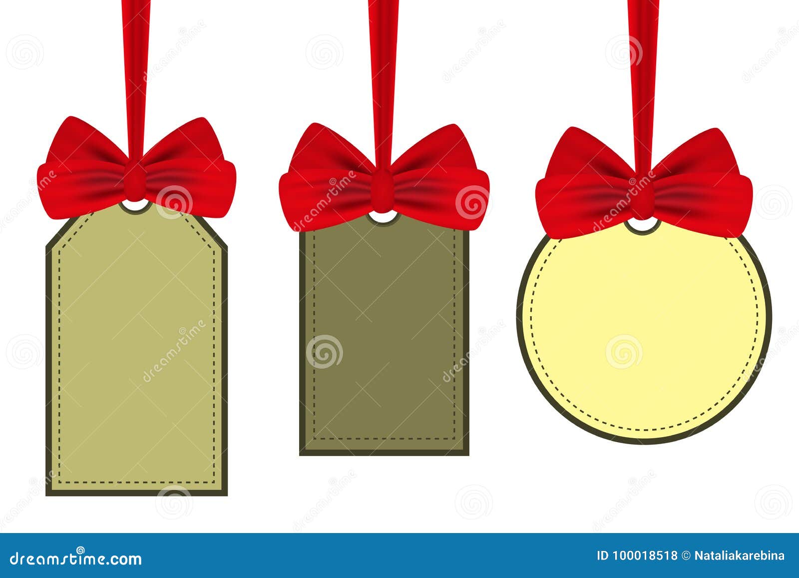 Vintage Set Labels with Red Bows. Vector Stock Vector - Illustration of ...