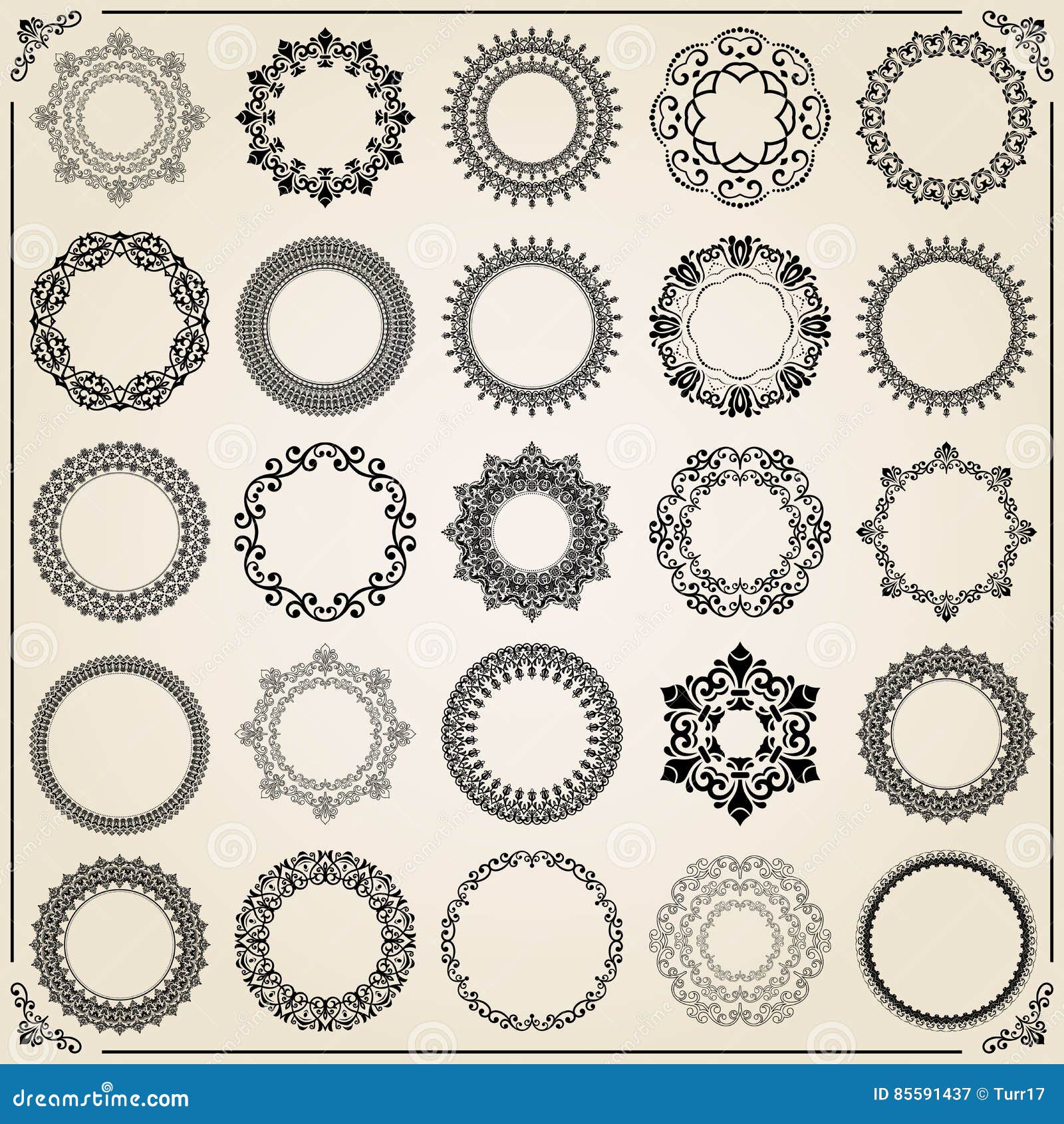 Vintage Set of Round Elements Stock Vector - Illustration of color ...