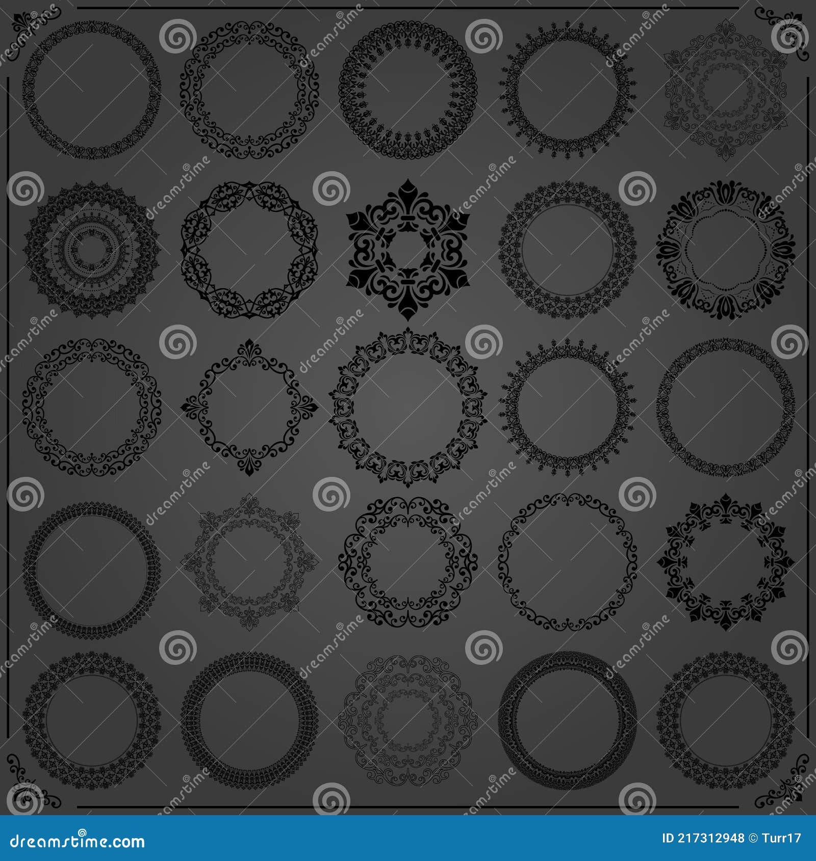 Vintage Set of Round Elements Stock Illustration - Illustration of ...