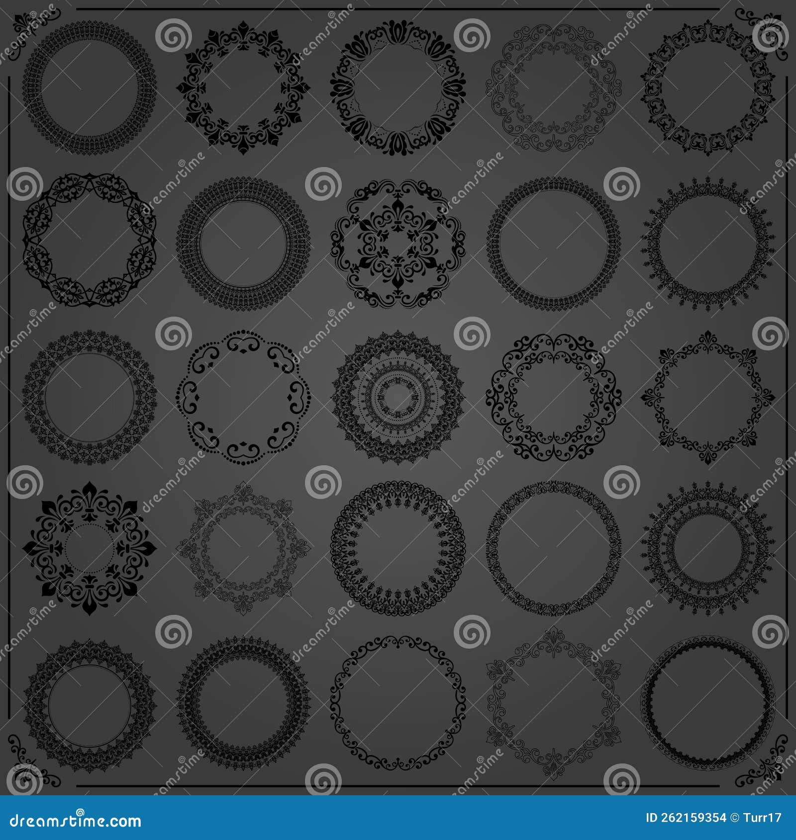 Set of Round Patterns stock illustration. Illustration of invitation ...