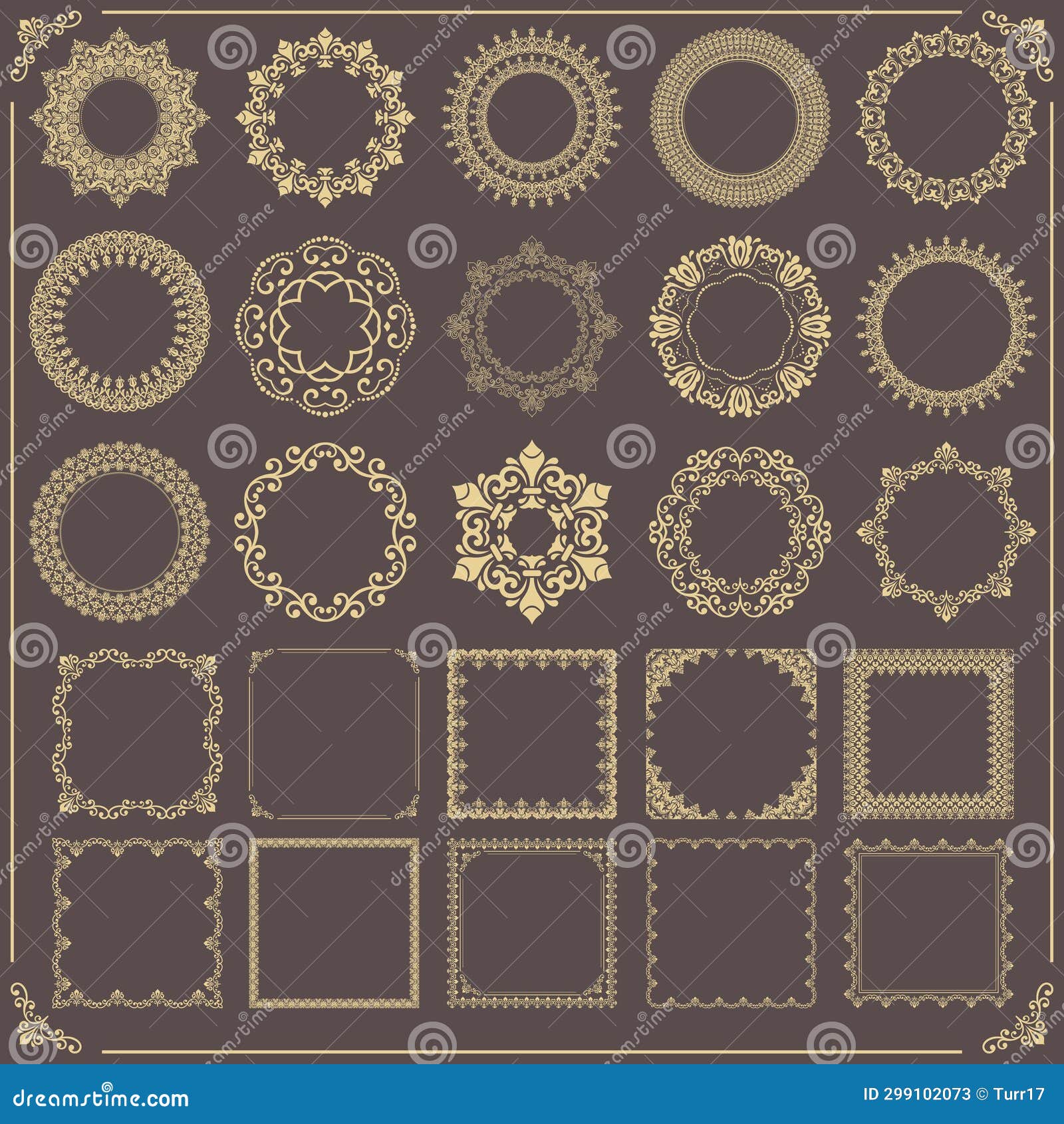 Vintage Big Set of Round Patterns. Collection of Graphics Stock ...