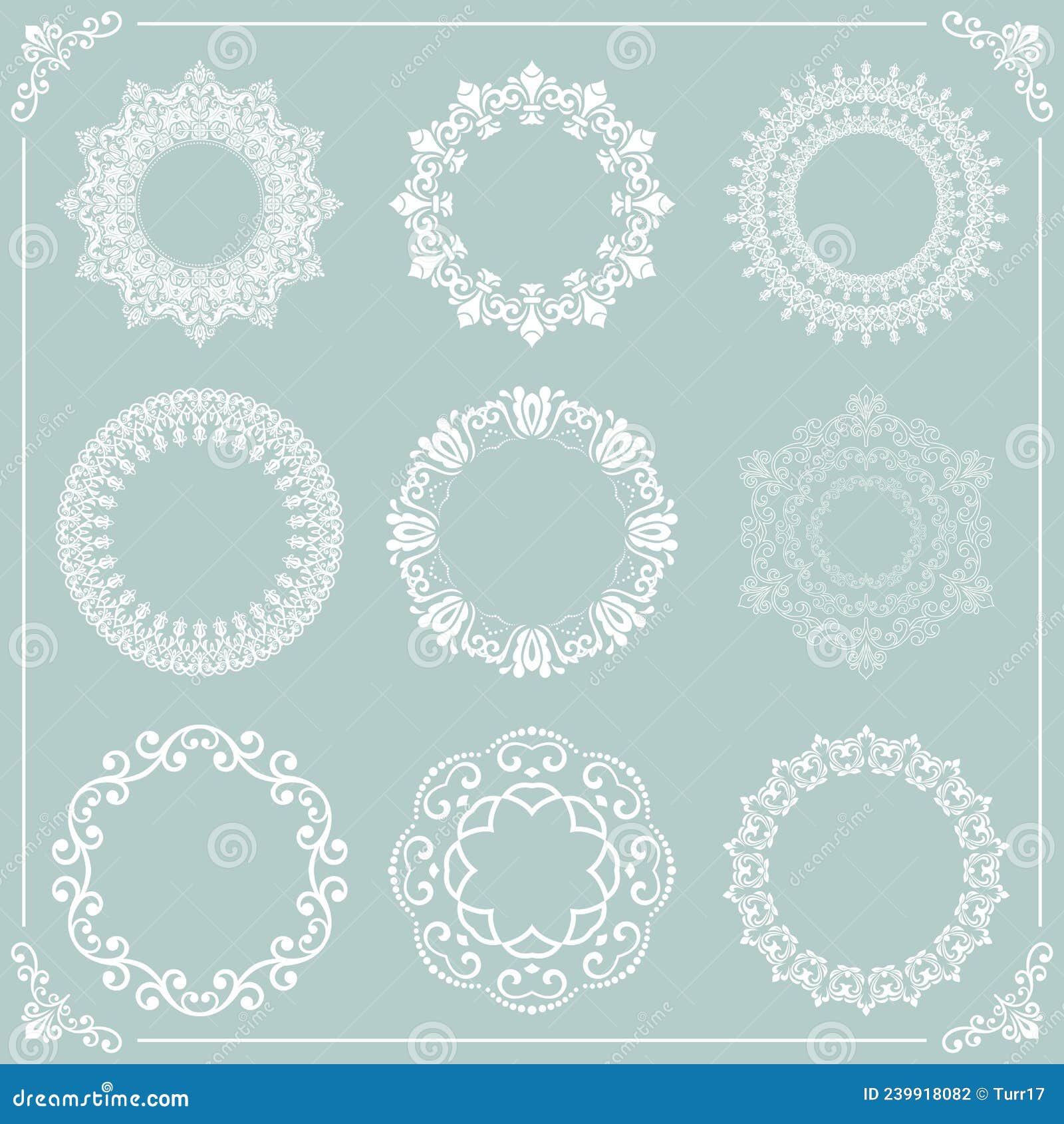 Vintage Set of Round Elements Stock Illustration - Illustration of ...