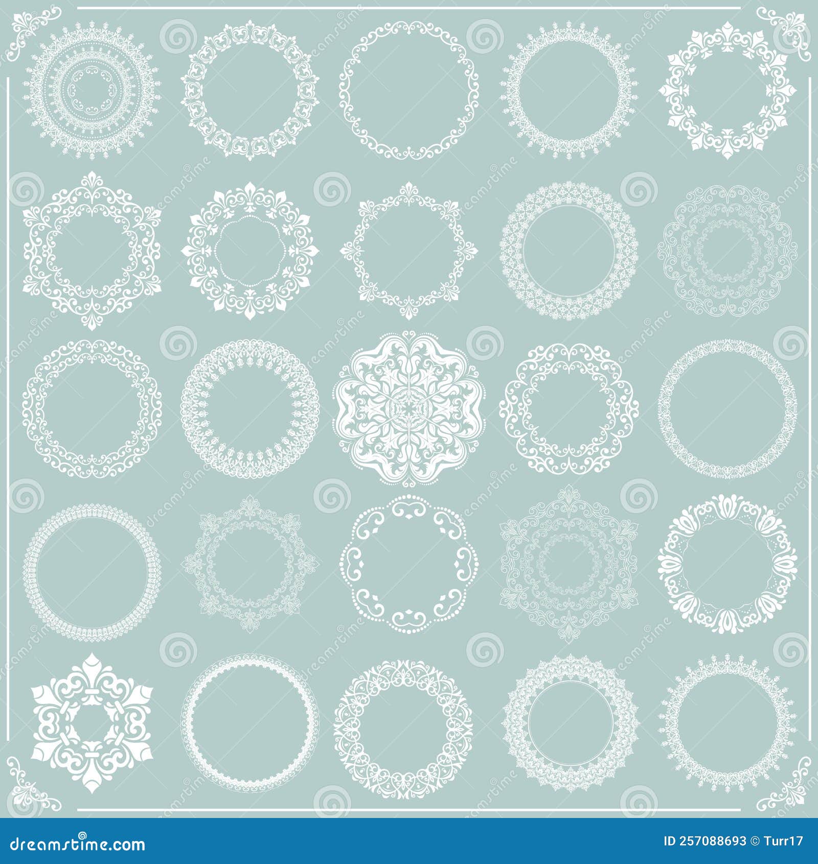 Vintage Set of Round Elements Stock Illustration - Illustration of ...