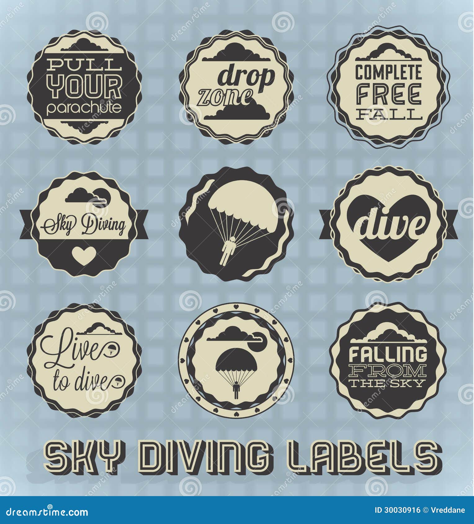 Retro Sky Diving Labels and Icons Stock Vector - Illustration of ...