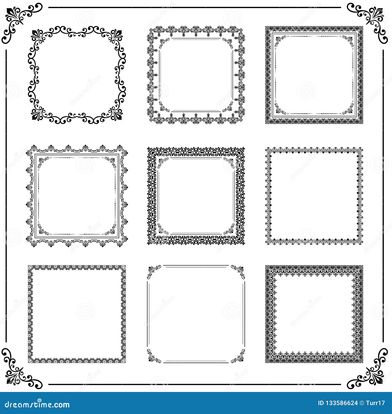 Vintage Set of Square Elements Stock Illustration - Illustration of ...
