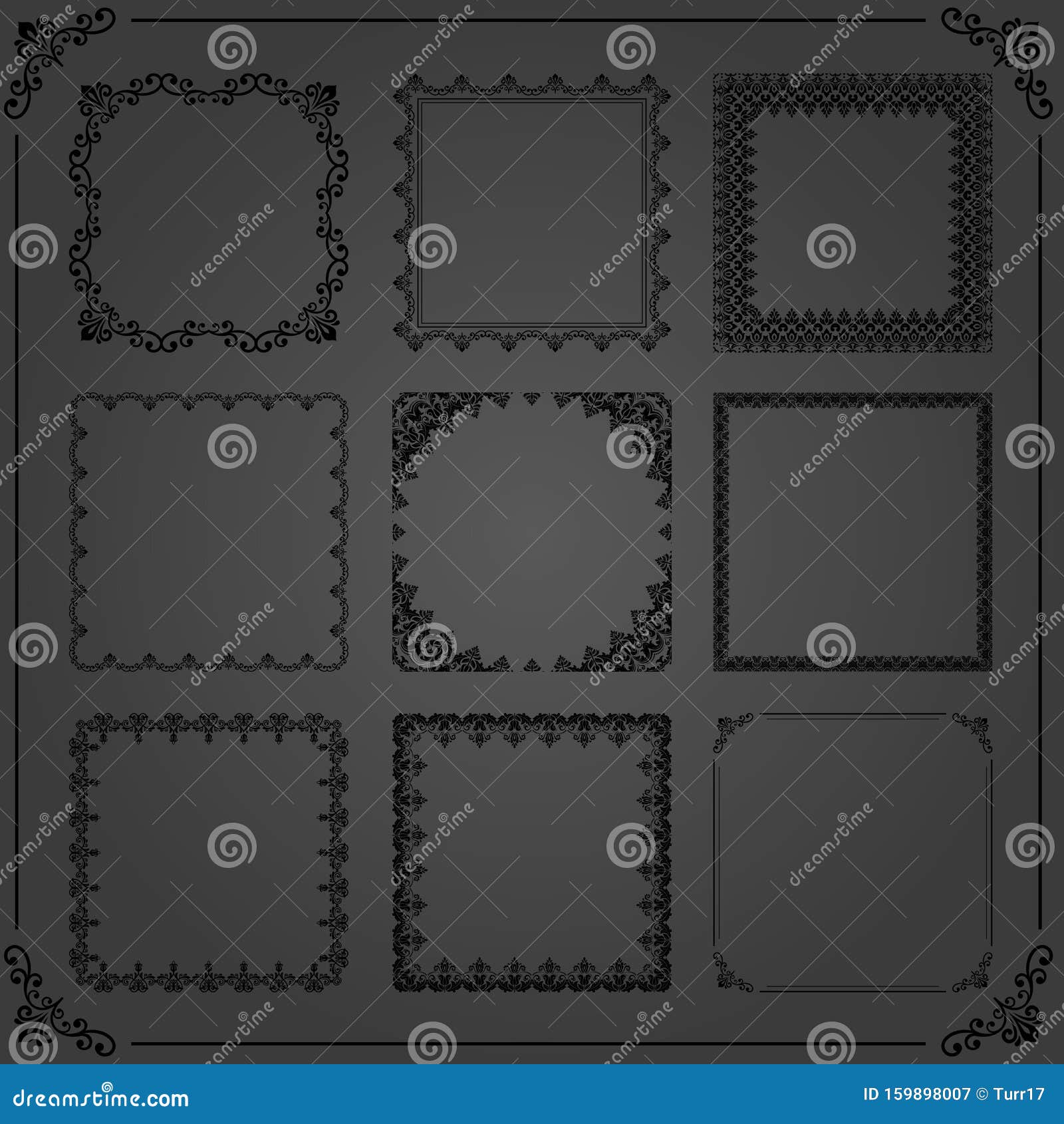 Vintage Set of Square Elements Stock Illustration - Illustration of ...