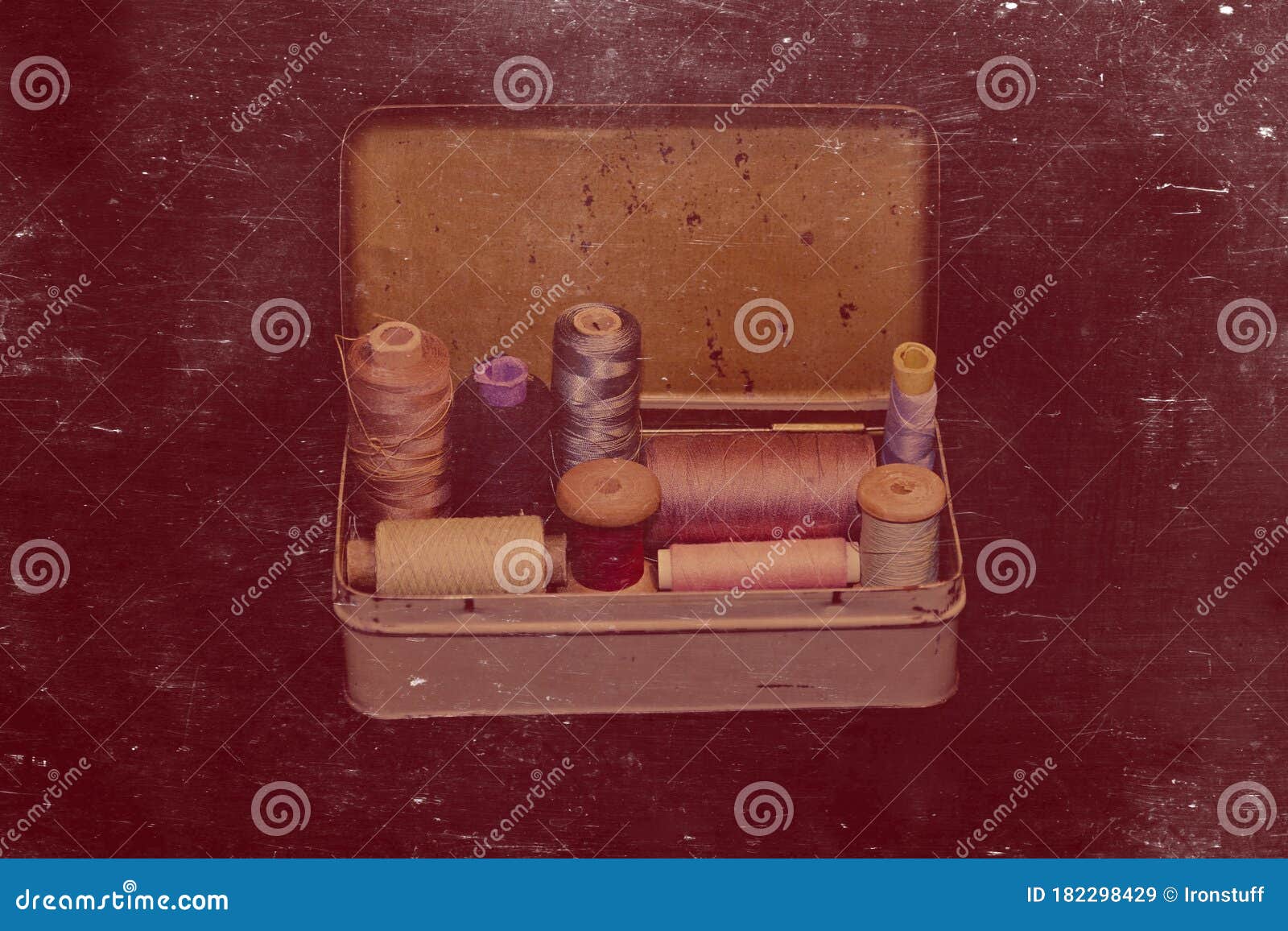 Multi-colored Threads in an Old Iron Box Stock Image - Image of close ...