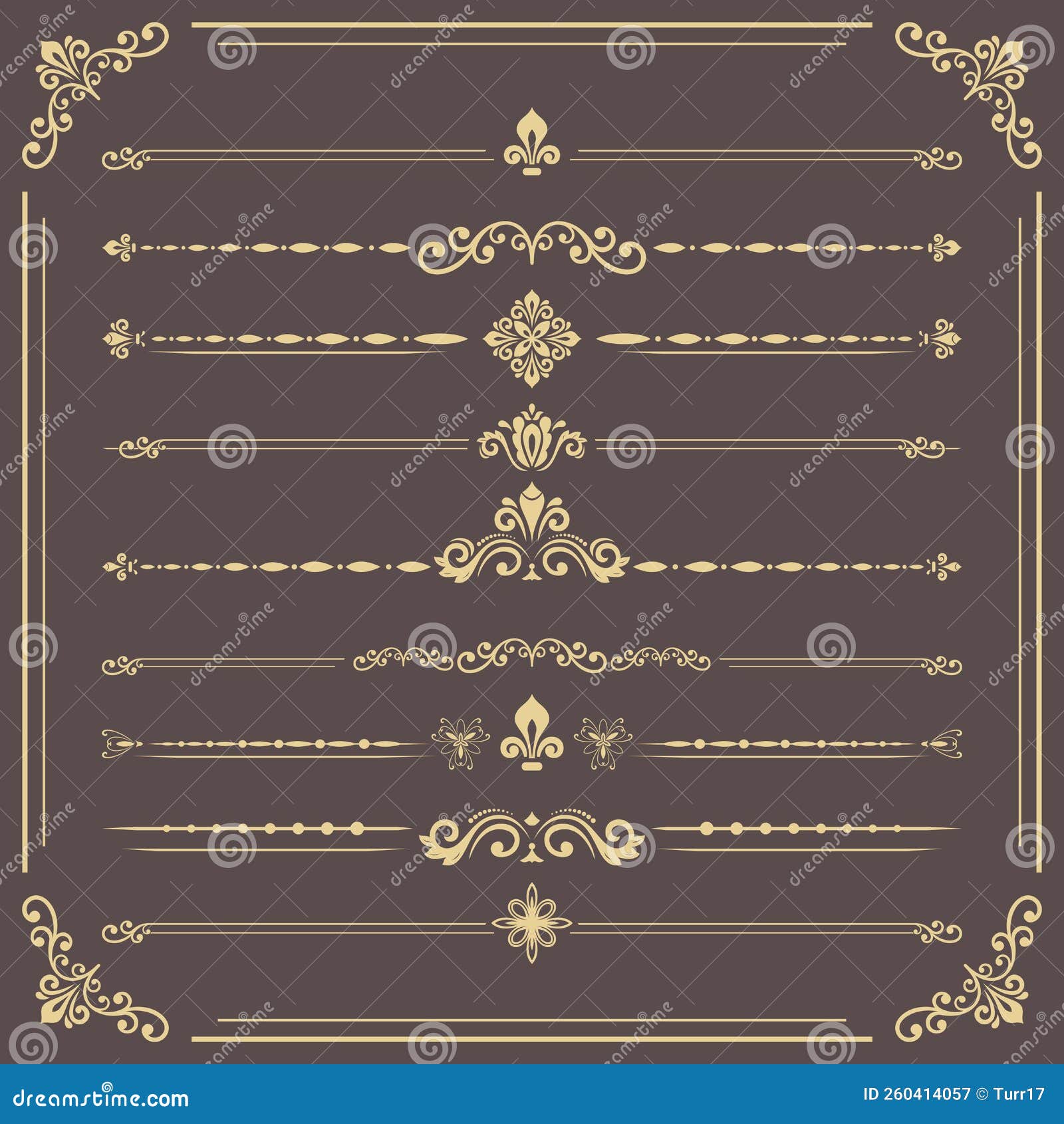 Vintage Big Set of Horizonyal Vector Patterns. Collection of Graphics ...