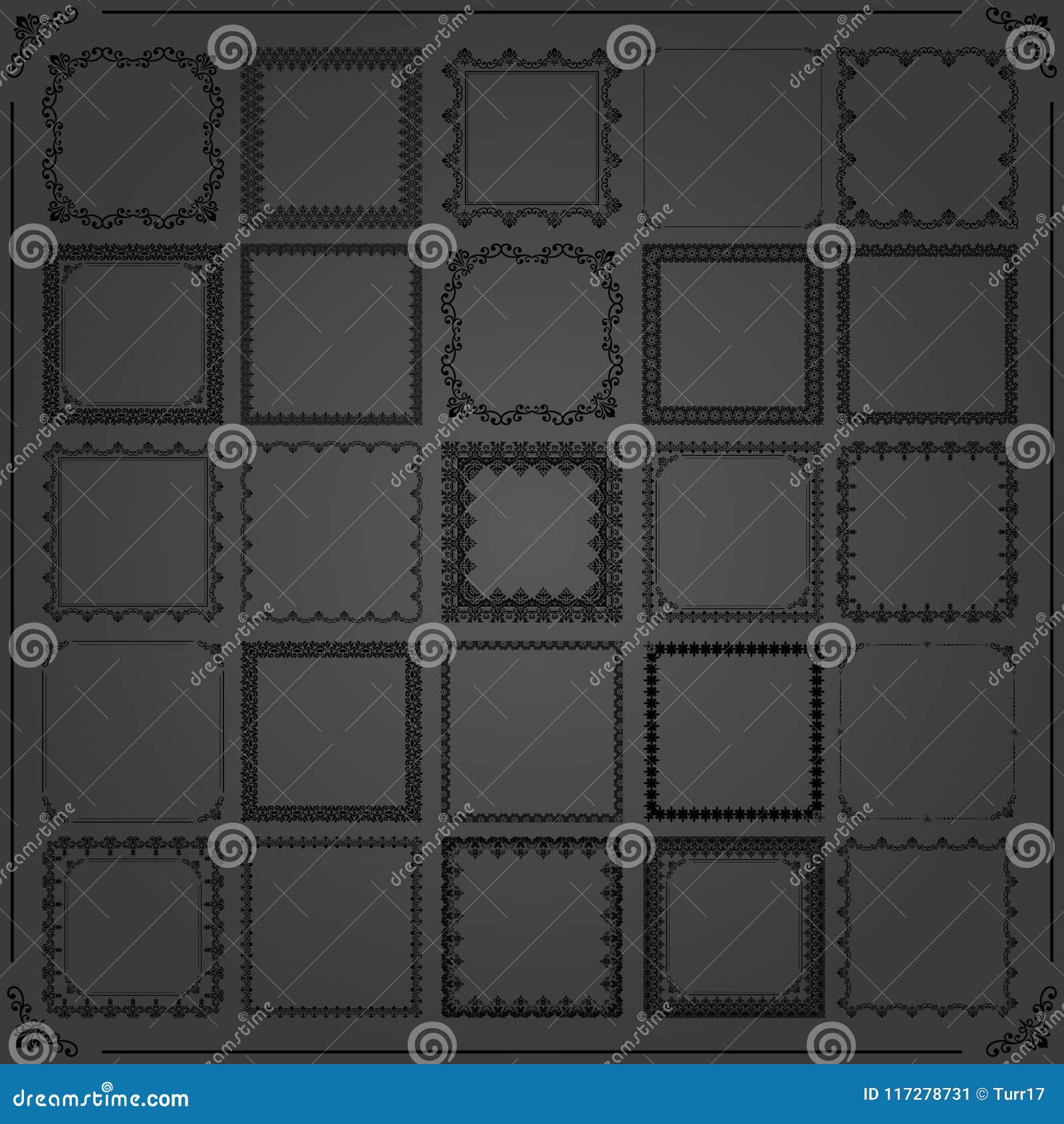 Vintage Set of Vector Square Elements Stock Vector - Illustration of ...