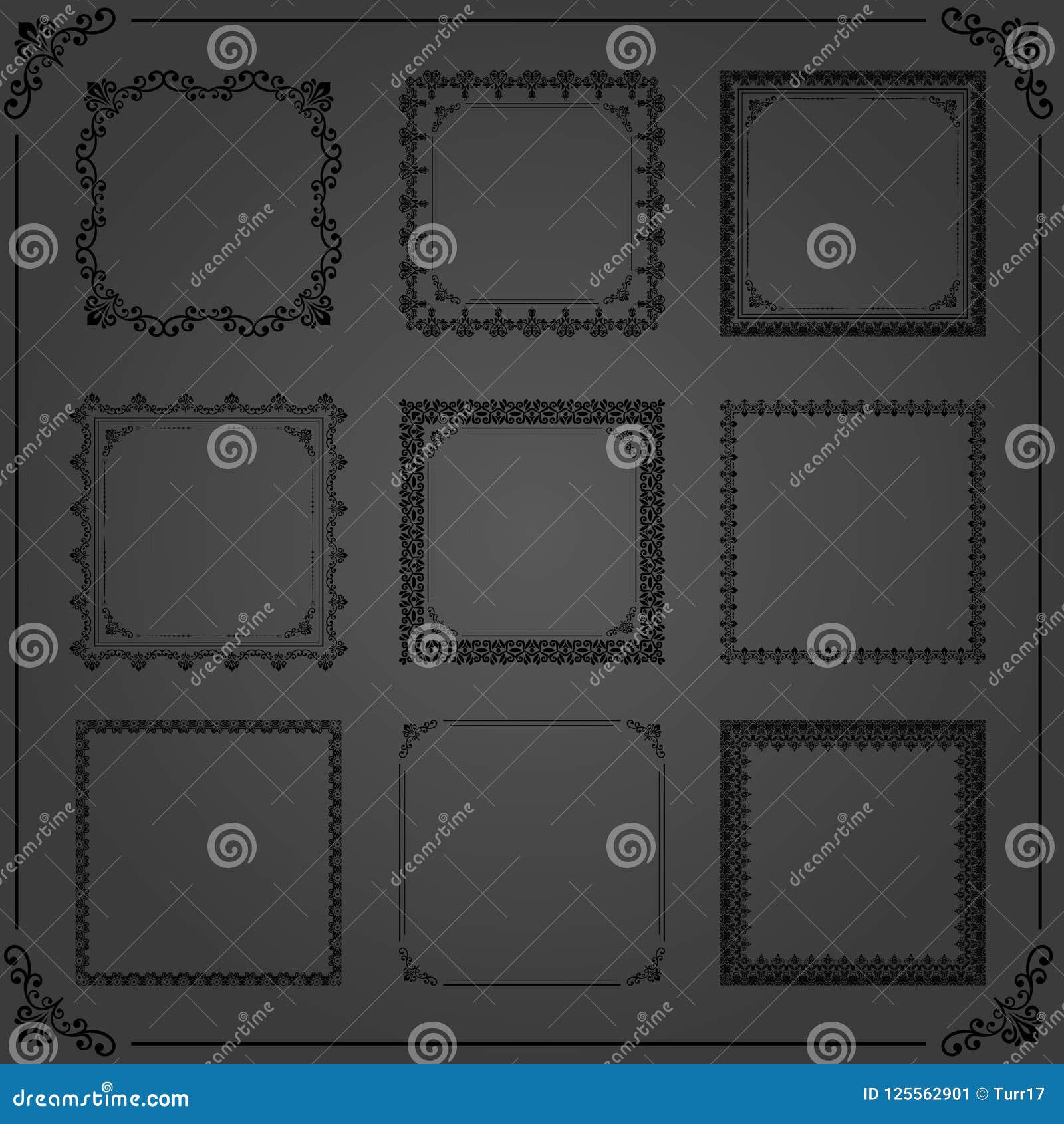 Vintage Set of Vector Square Elements Stock Vector - Illustration of ...