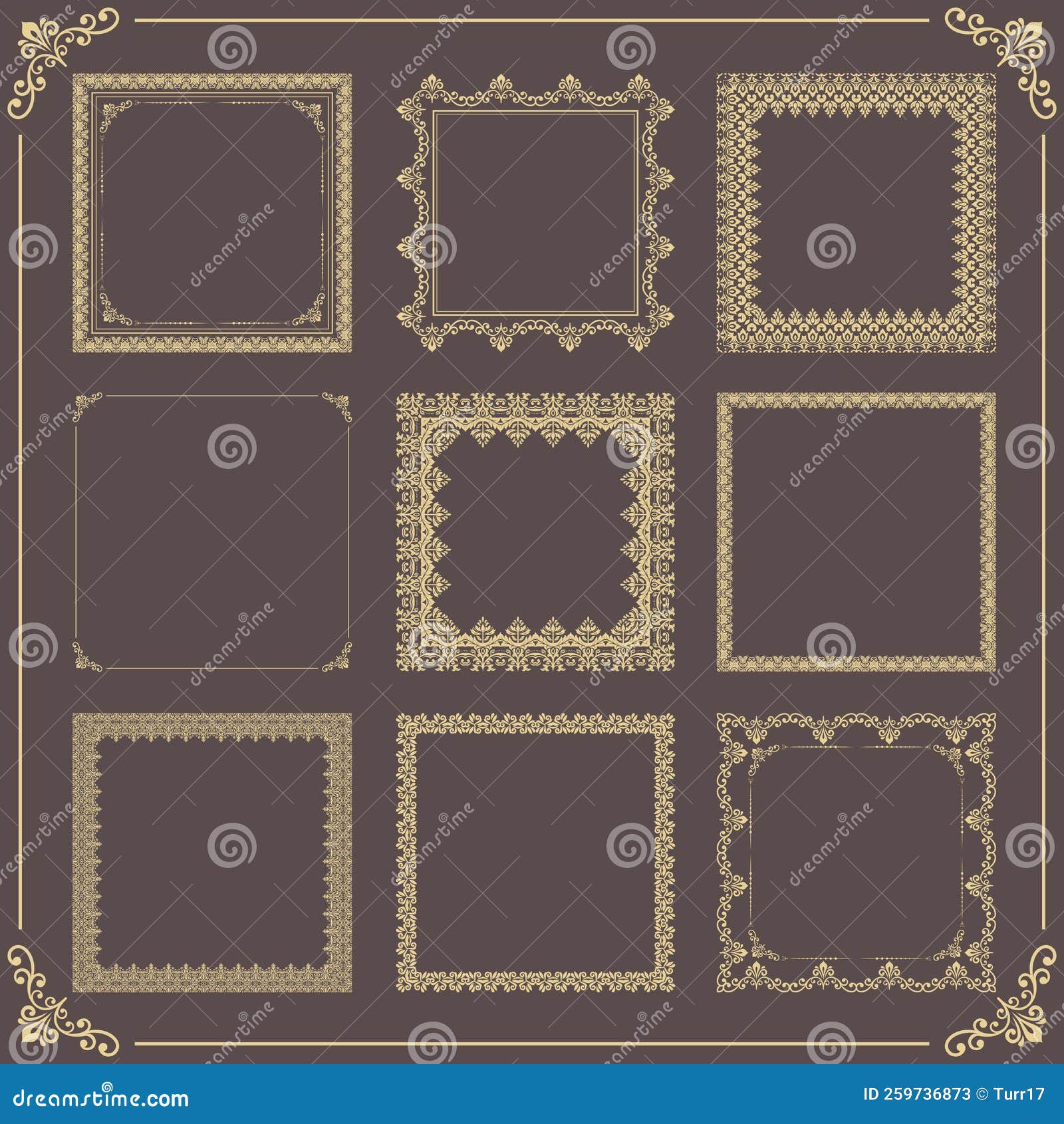 Vintage Big Set of Square Vector Patterns. Collection of Graphics Stock ...