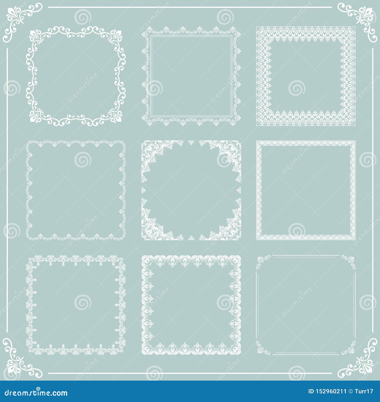 Vintage Set of Vector Square Elements Stock Vector - Illustration of ...