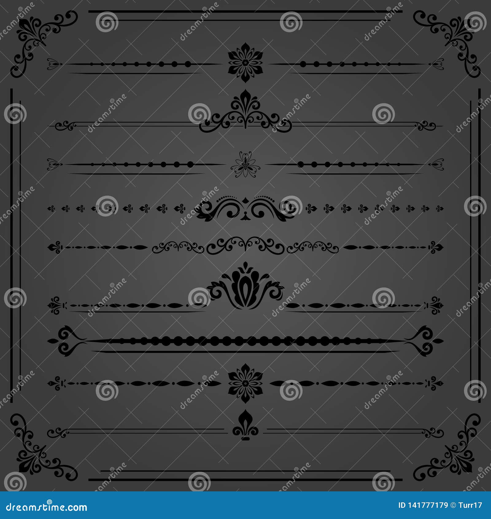 Vintage Set of Vector Horizontal Elements Stock Vector - Illustration ...