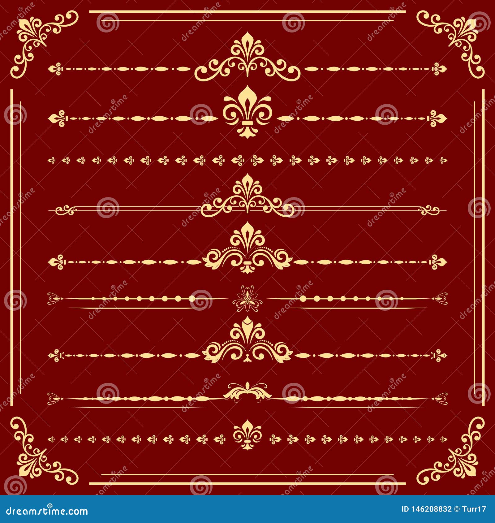 Vintage Set of Vector Horizontal Elements Stock Vector - Illustration ...