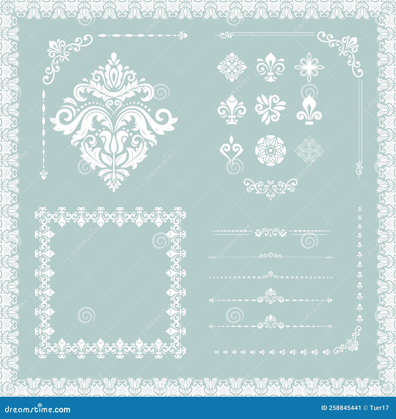 Vintage Big Set of Classic Vector Patterns. Collection of Graphics ...