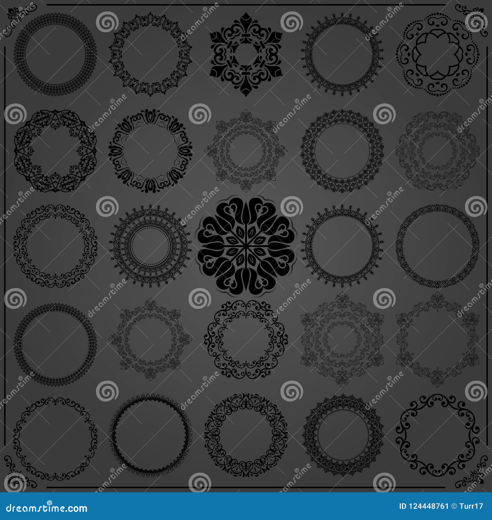 Vintage Set of Vector Round Black Elements Stock Vector - Illustration ...