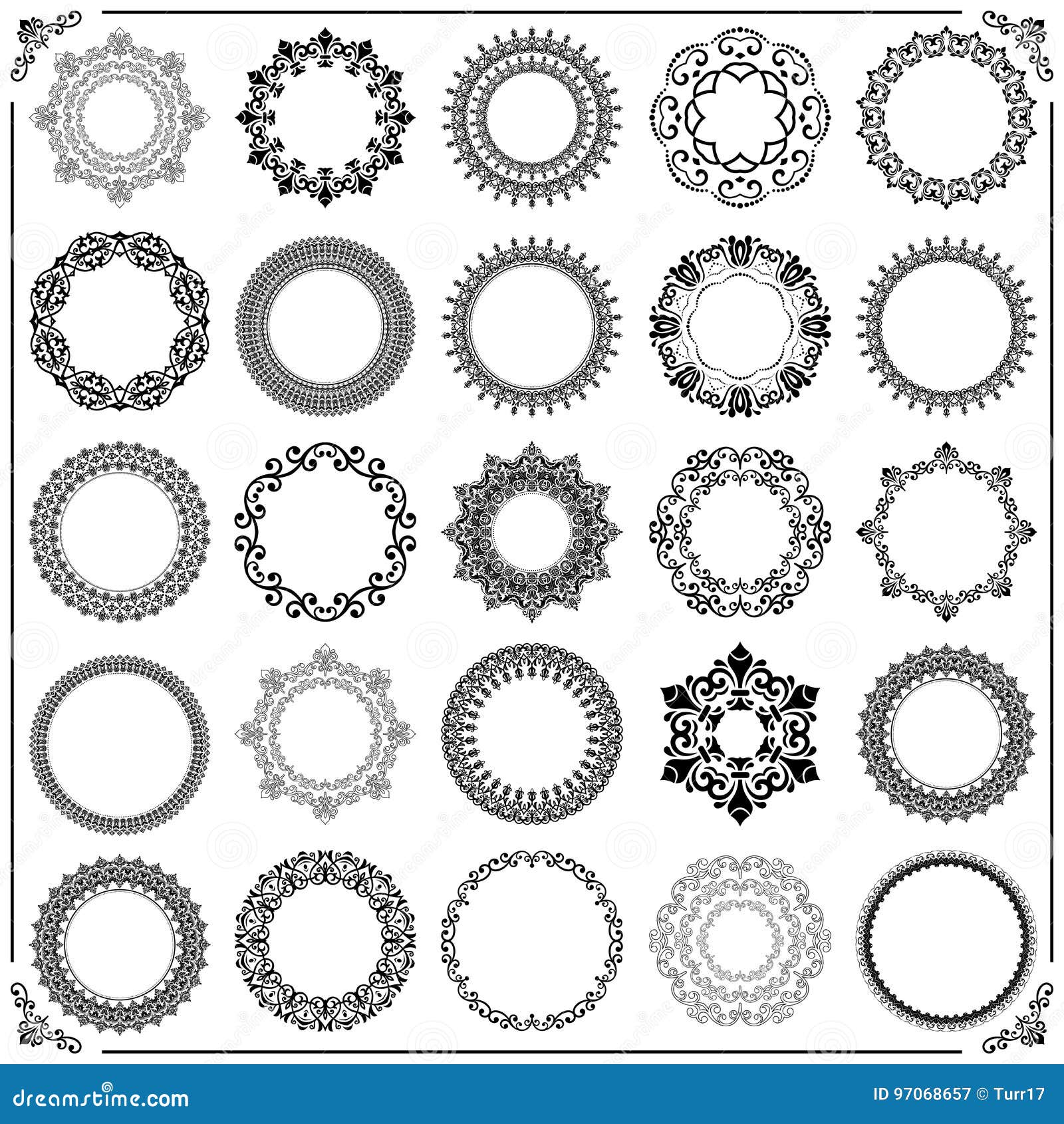 Vintage Set of Vector Round Elements Stock Vector - Illustration of ...