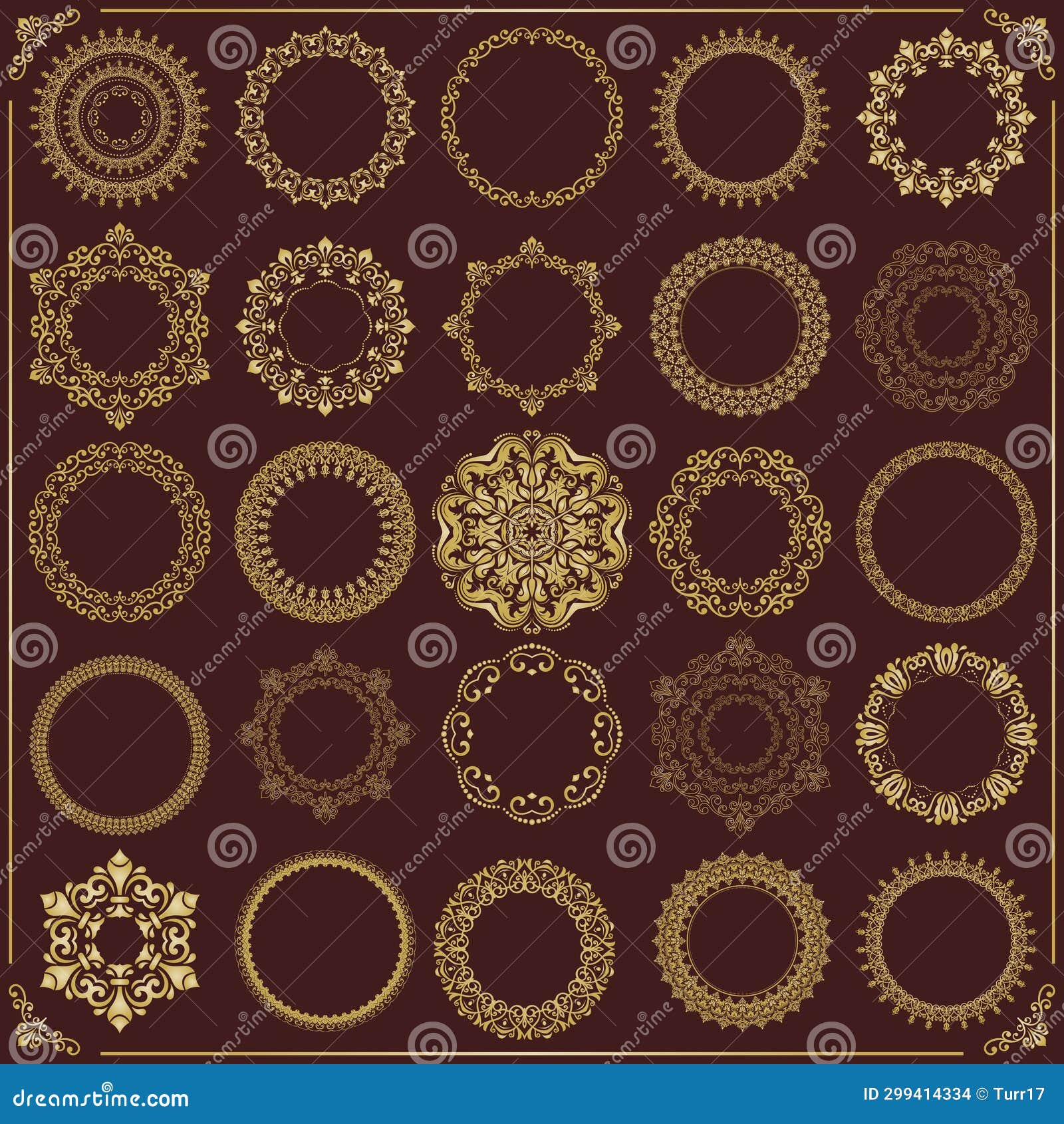 Vintage Big Set of Round Vector Patterns. Collection of Graphics Stock ...