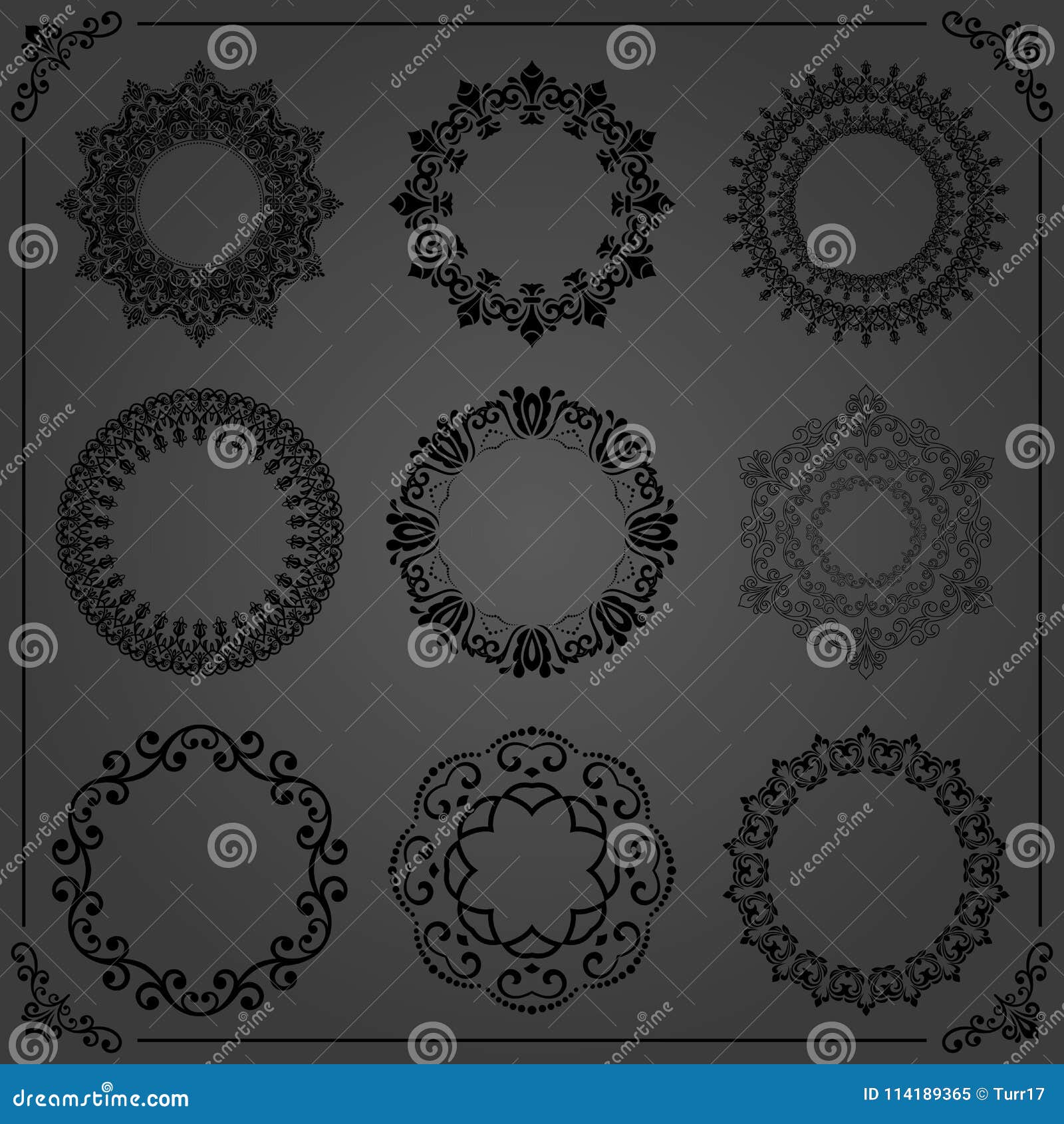 Vintage Set Of Vector Round Elements Stock Vector - Illustration of ...