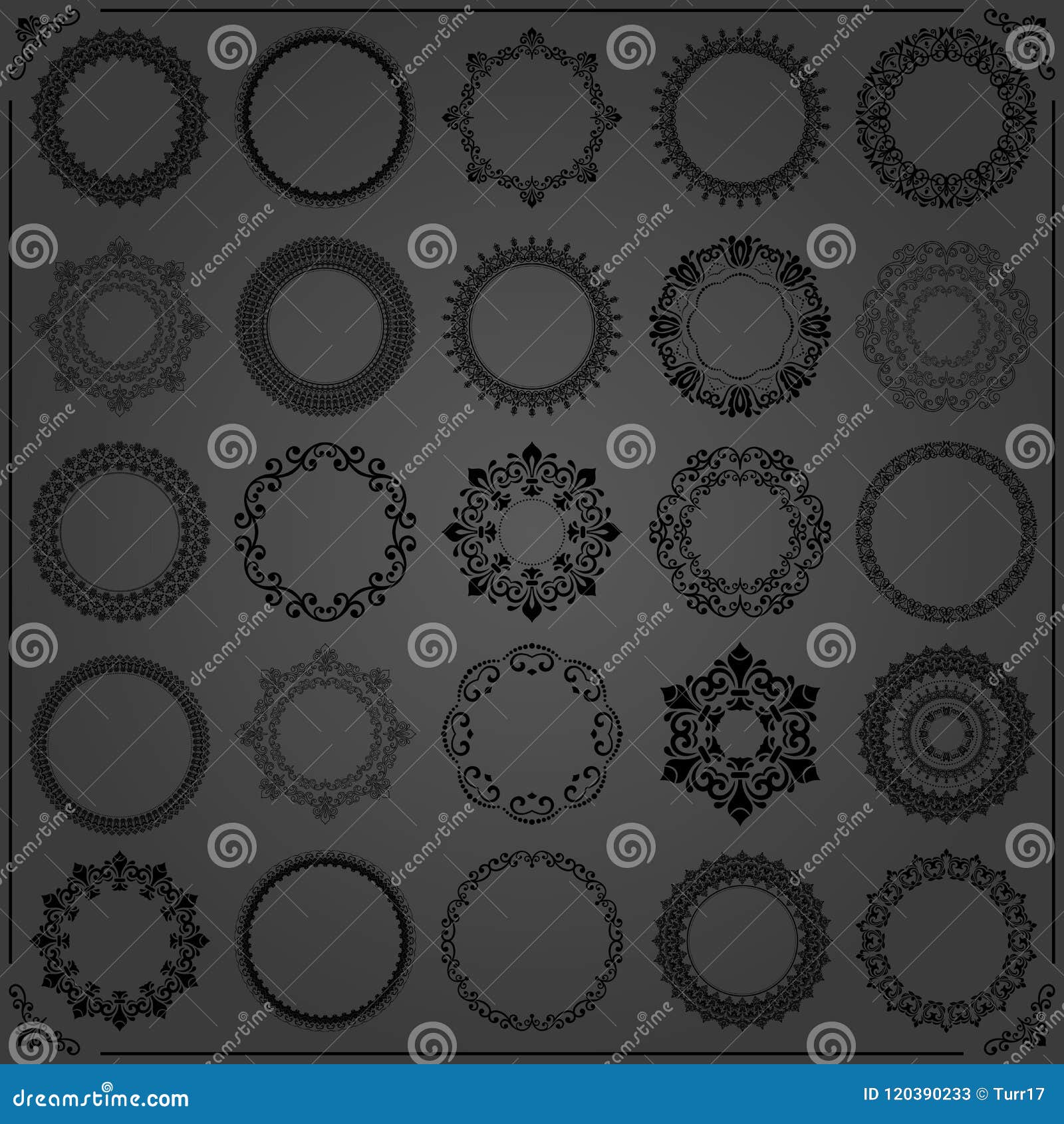 Vintage Set of Vector Round Elements Stock Vector - Illustration of ...