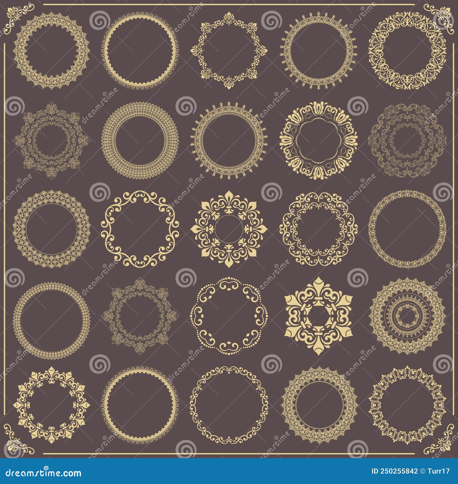 Vintage Big Set of Round Vector Patterns. Collection of Graphics Stock ...
