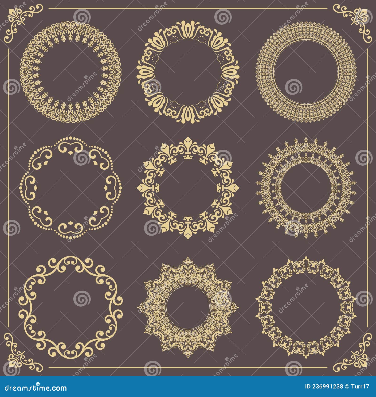 Vintage Big Set of Round Vector Patterns Stock Vector - Illustration of ...