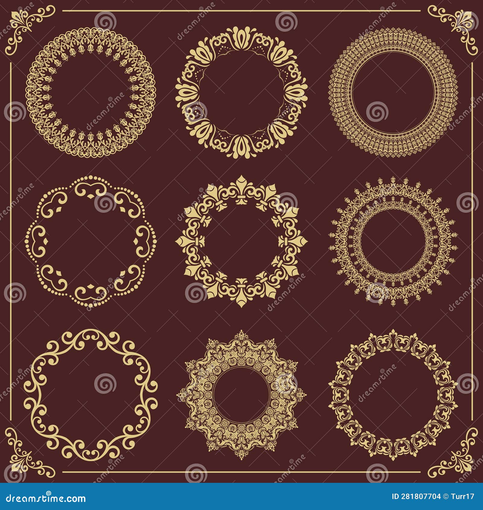 Vintage Big Set of Round Vector Patterns. Collection of Graphics Stock ...