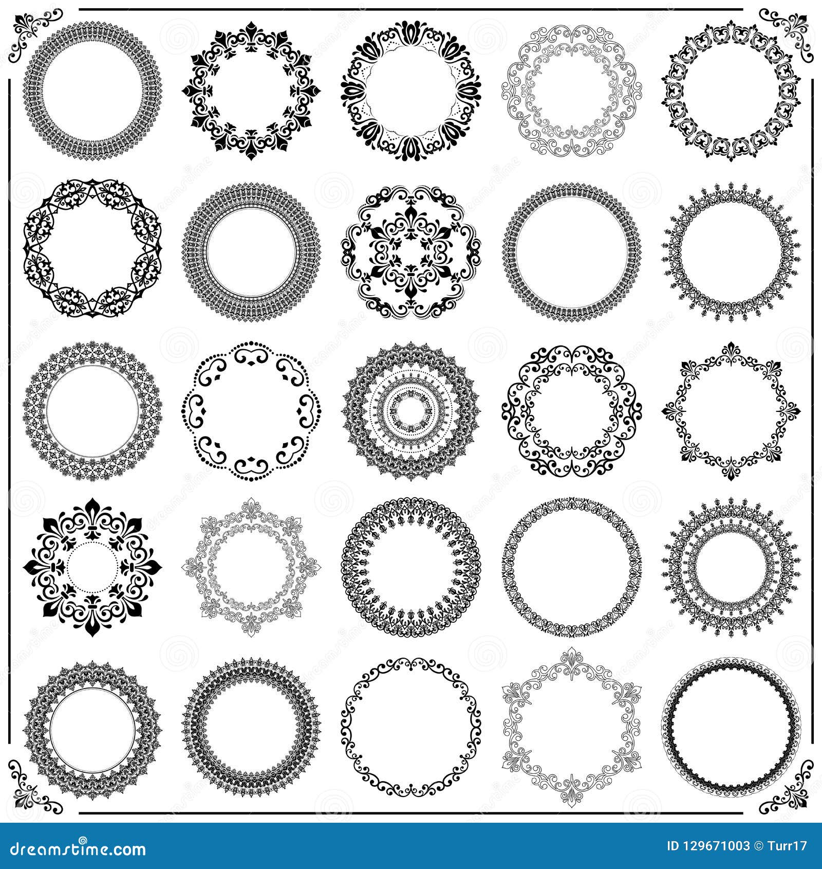 Vintage Set of Vector Round Elements Stock Vector - Illustration of ...