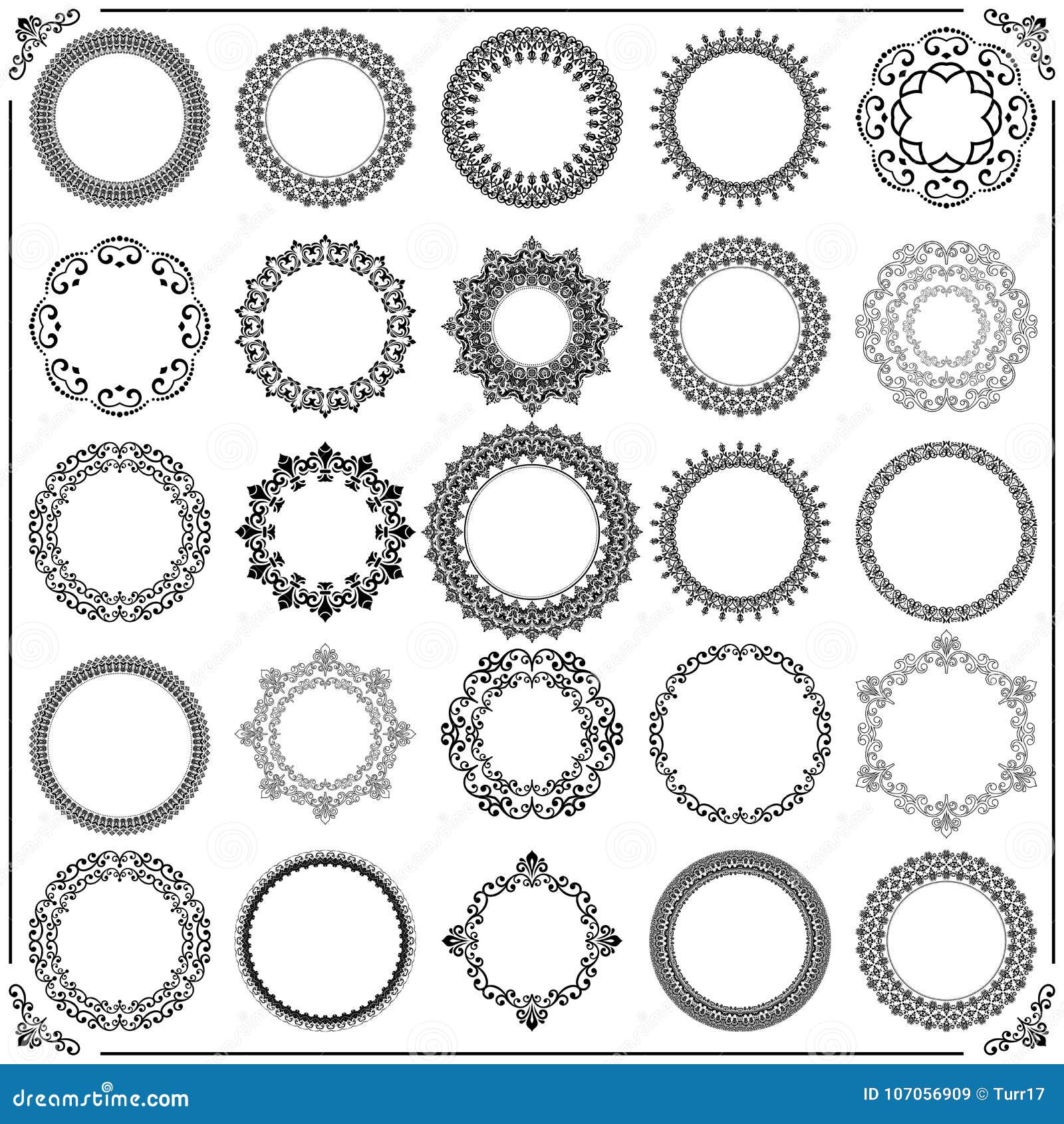 Vintage Set of Vector Round Elements Stock Vector - Illustration of ...