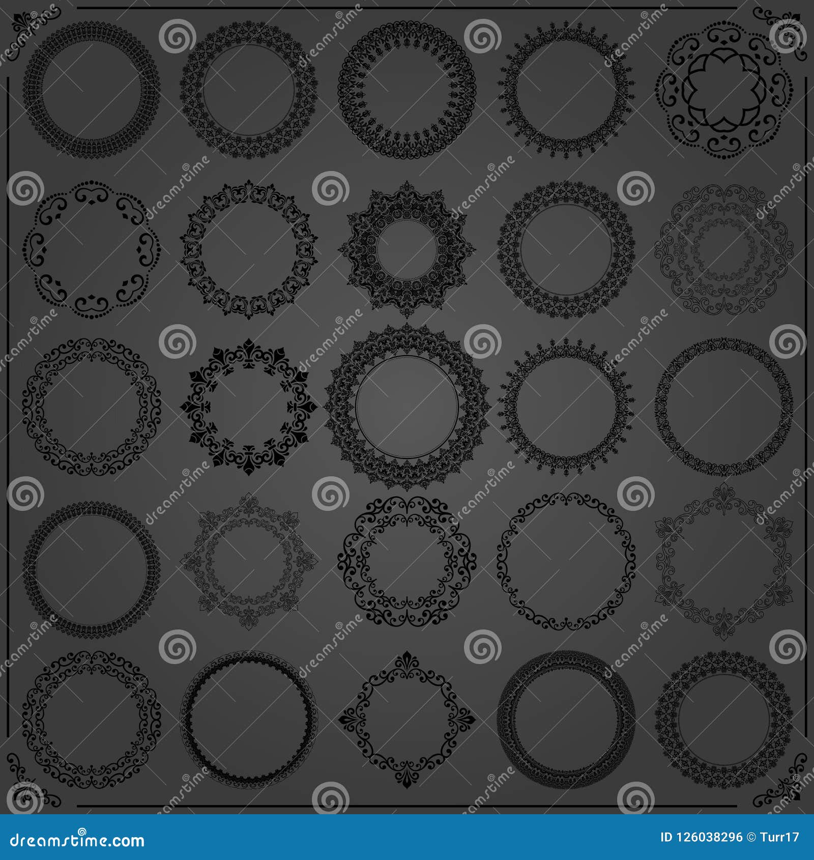 Vintage Set of Vector Round Elements Stock Vector - Illustration of ...