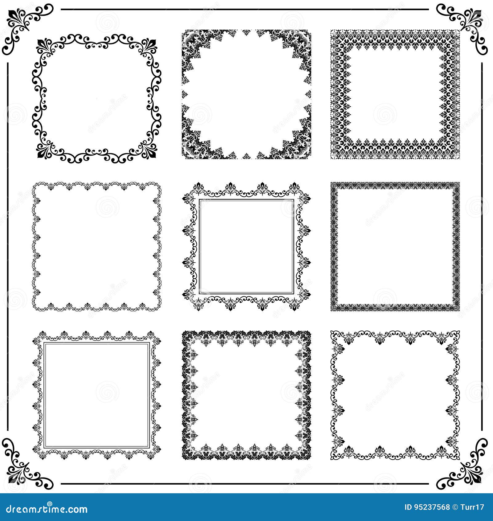 Vintage Set of Vector Square Elements Stock Vector - Illustration of ...