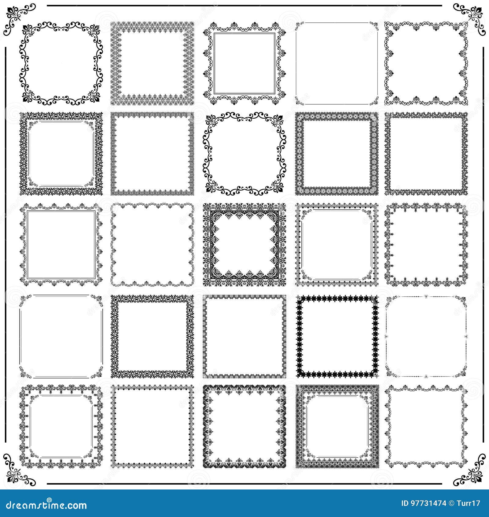 Vintage Set of Vector Square Elements Stock Vector - Illustration of ...