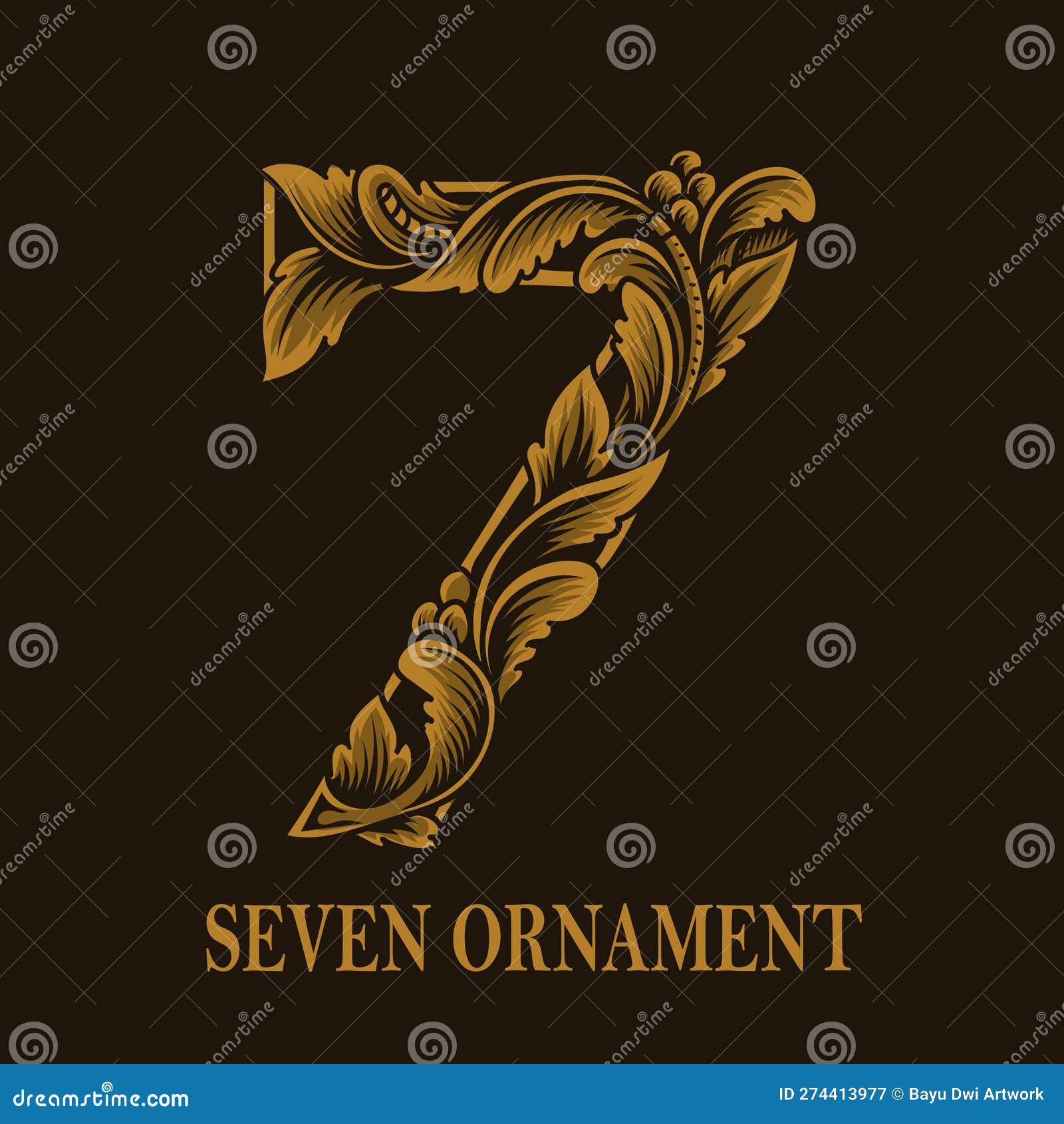 Vintage Seven Number Ornament Style Stock Vector - Illustration of ...