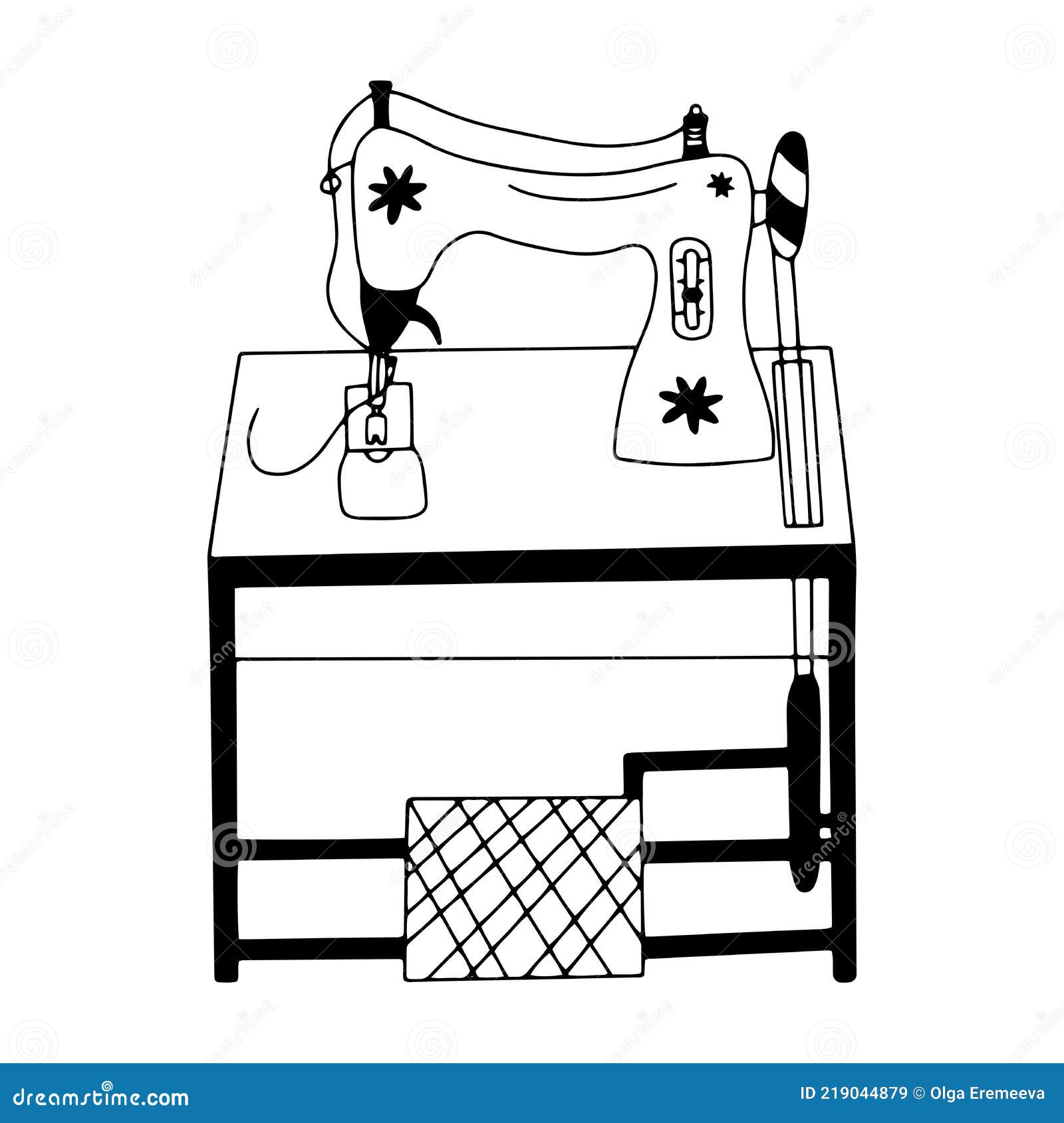 Vintage Sewing Machine. Doodle Vector Isolated Tool Single Stock Vector ...