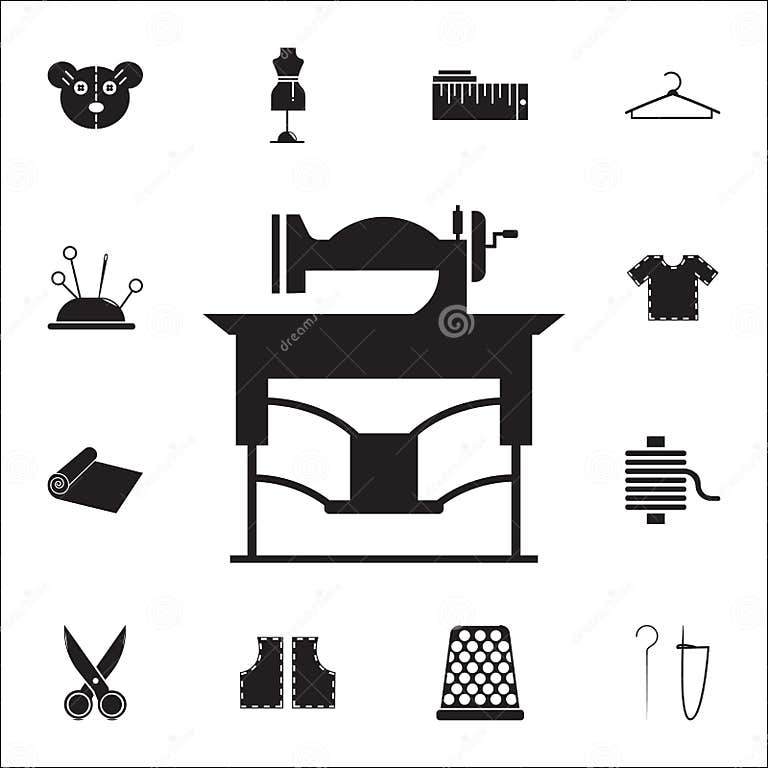 Vintage Sewing Machine Icon Detailed Set Of Handmade Icons Premium