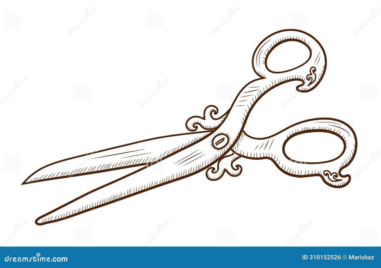 Vintage Sewing Scissors for Sew. Hand Drawn in Retro Style Stock ...