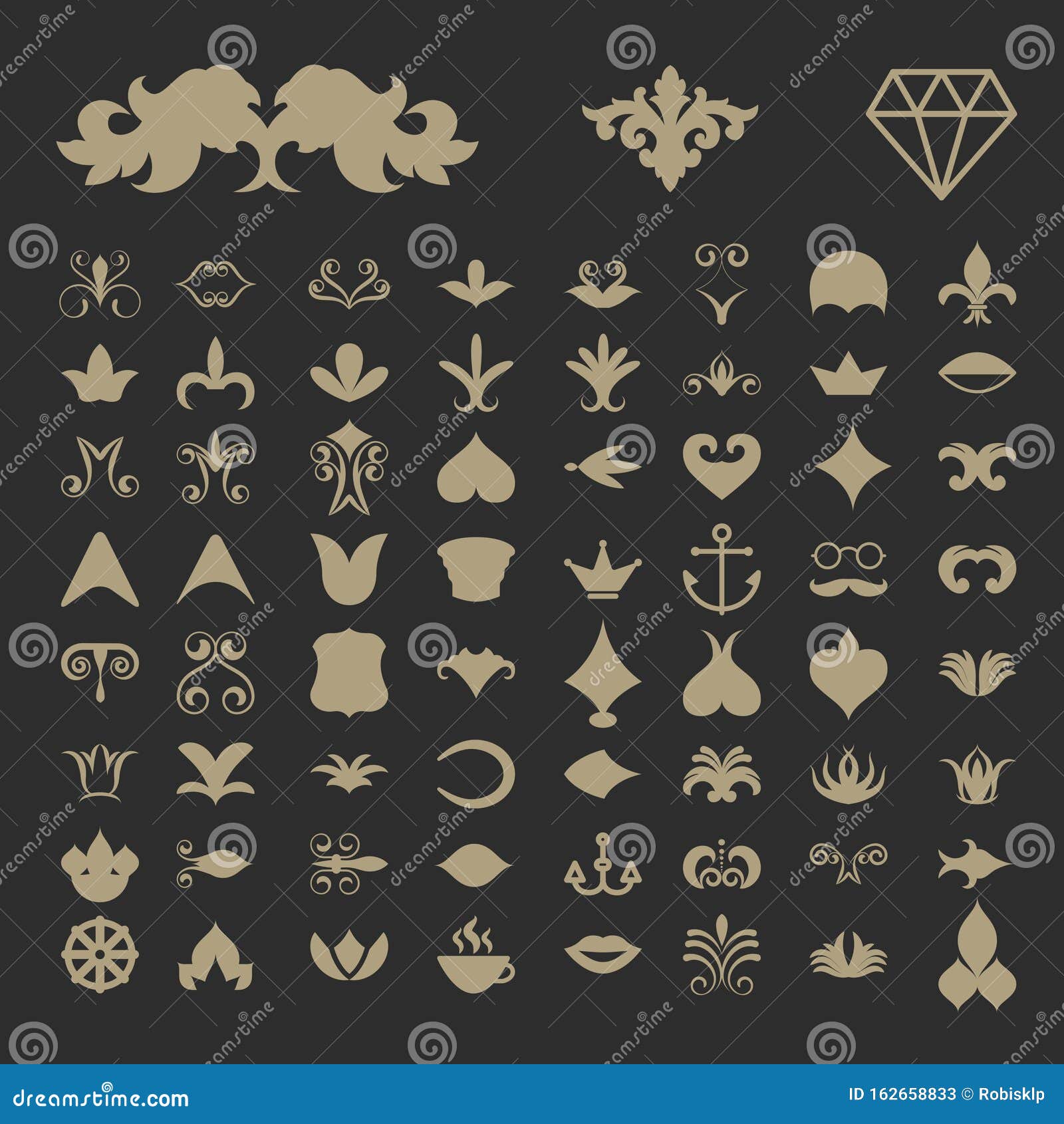 Vintage Shapes Design Elements Stock Vector - Illustration of elegant ...
